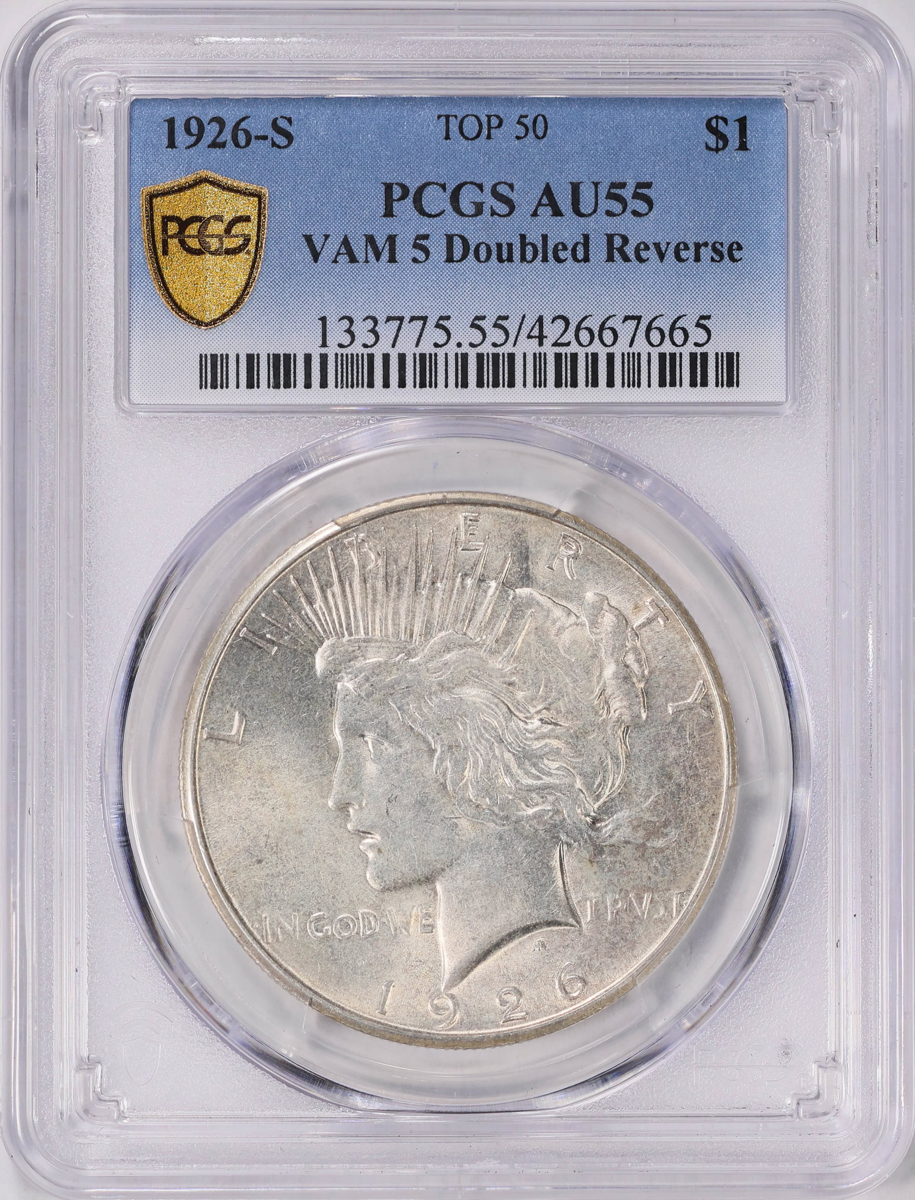 1926-S Peace Silver Dollar Doubled Reverse VAM-5 Top 50 PCGS AU-55 ...