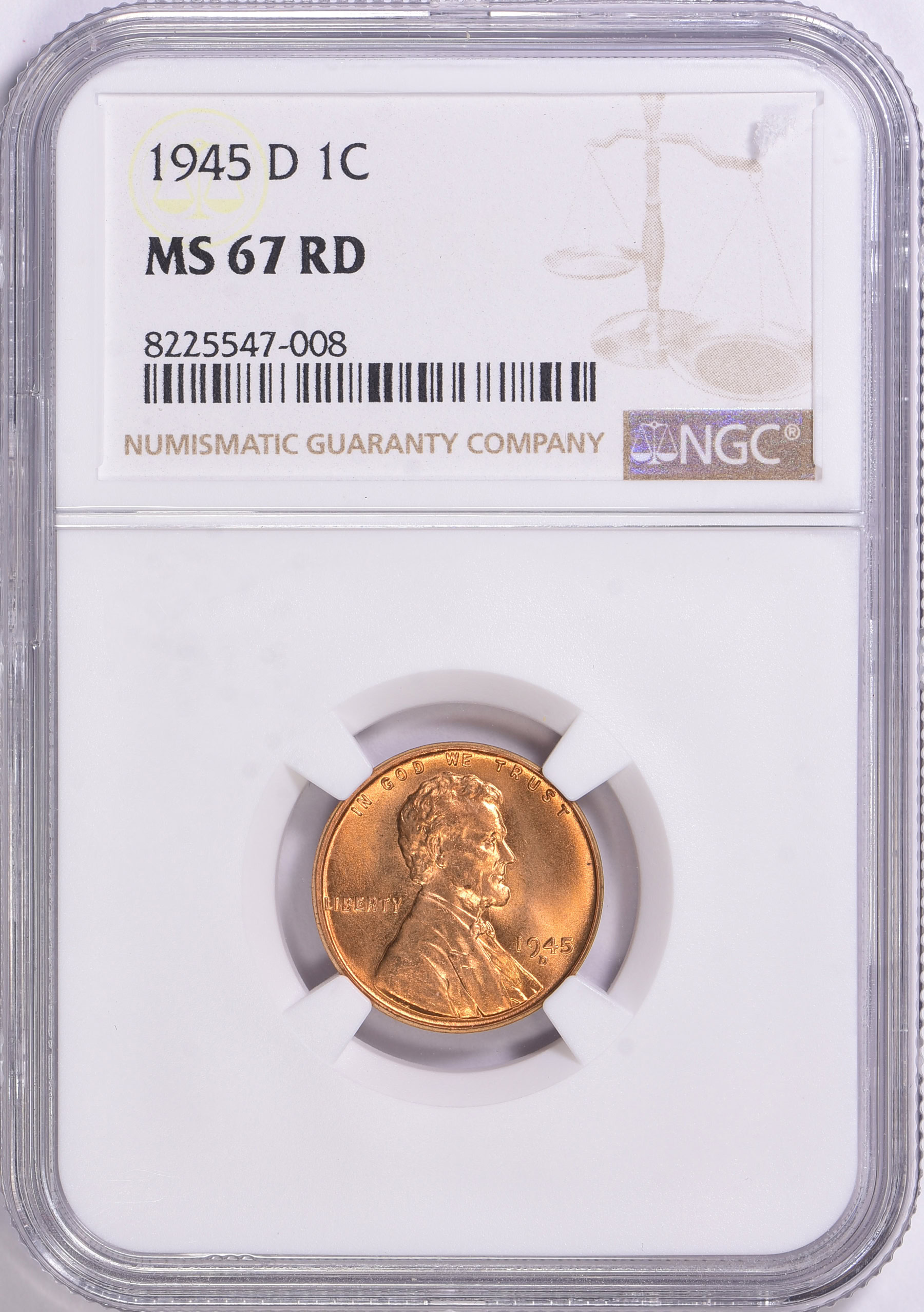 1945-D Lincoln Cent NGC MS-67 RD (Item 1728412) | GreatCollections Coin Auctions