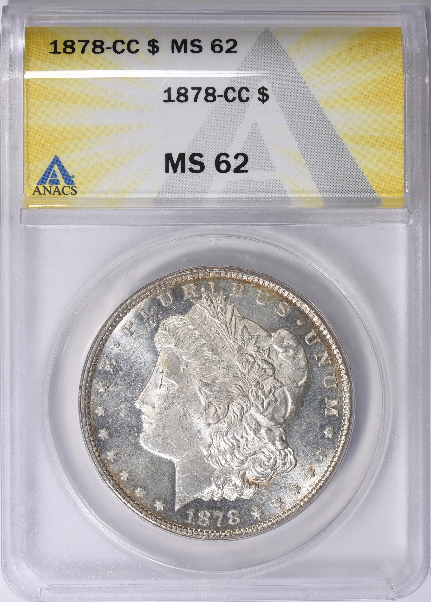 1878-CC Morgan Silver Dollar ANACS MS-62 (Toned) (Item 1728471) | GreatCollections Coin Auctions
