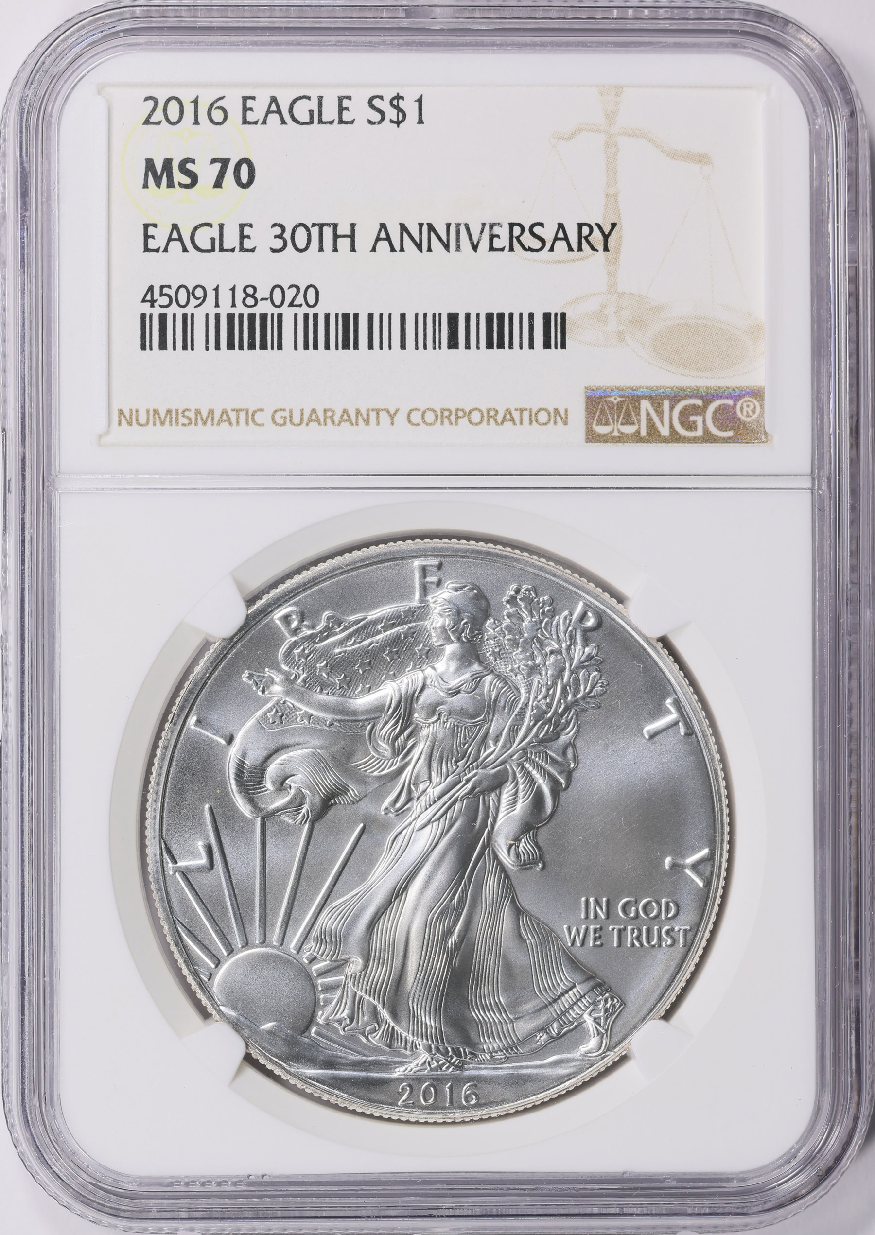 2016 $1 Silver Eagle 30th Anniversary NGC MS-70 (Item 1728489) | GreatCollections Coin Auctions