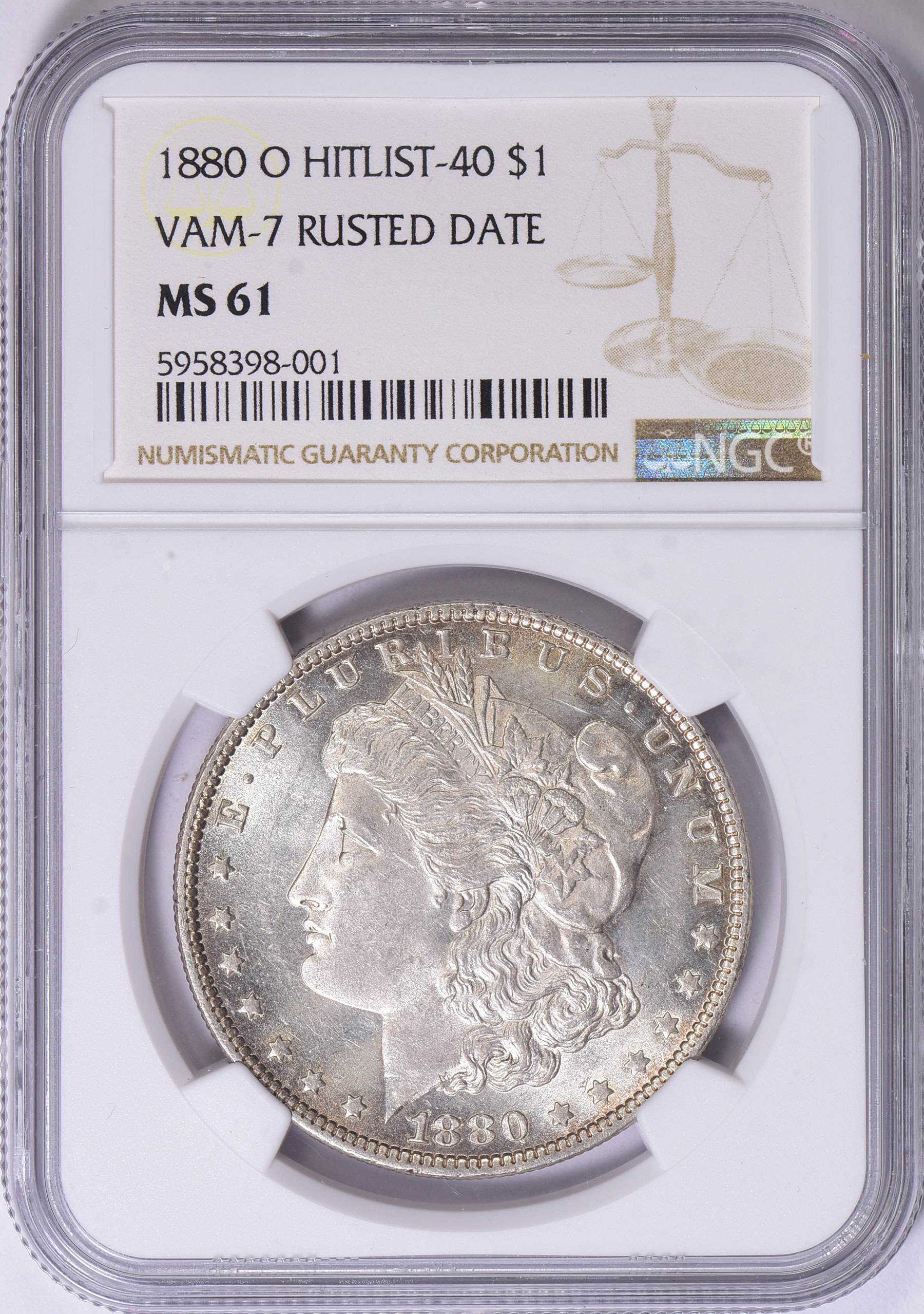 1880-O Morgan Silver Dollar Rusted Date VAM-7 Hit List 40 NGC MS-61 ...