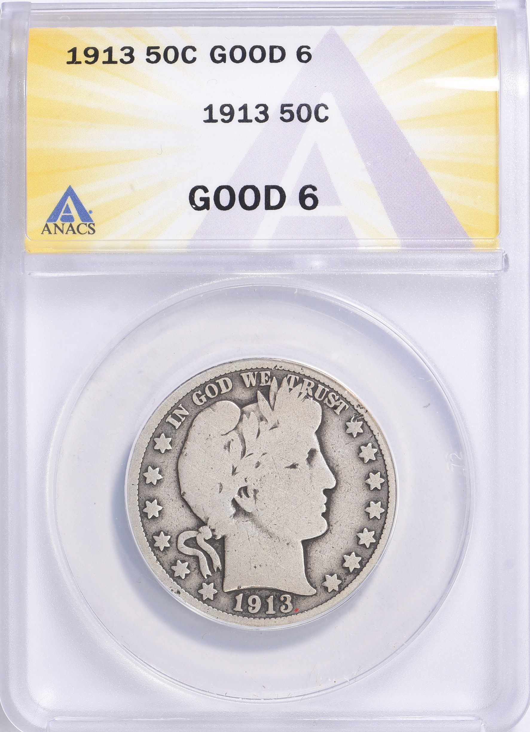 1913 Barber Half Dollar ANACS G-06 (Item 1728548) | GreatCollections Coin Auctions