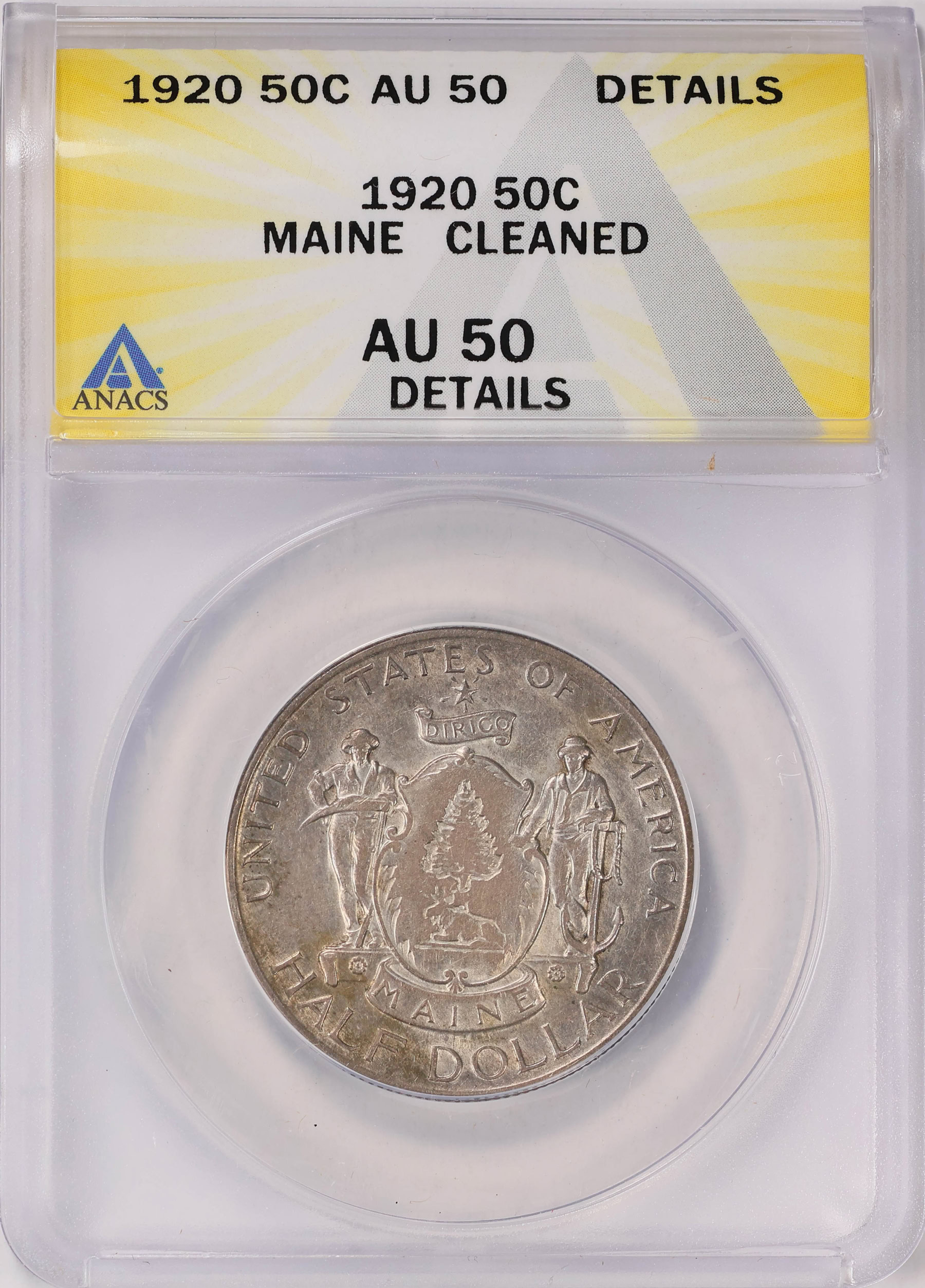 1920 Maine Centennial Half Dollar ANACS AU-50 Details (Item 1728643 ...