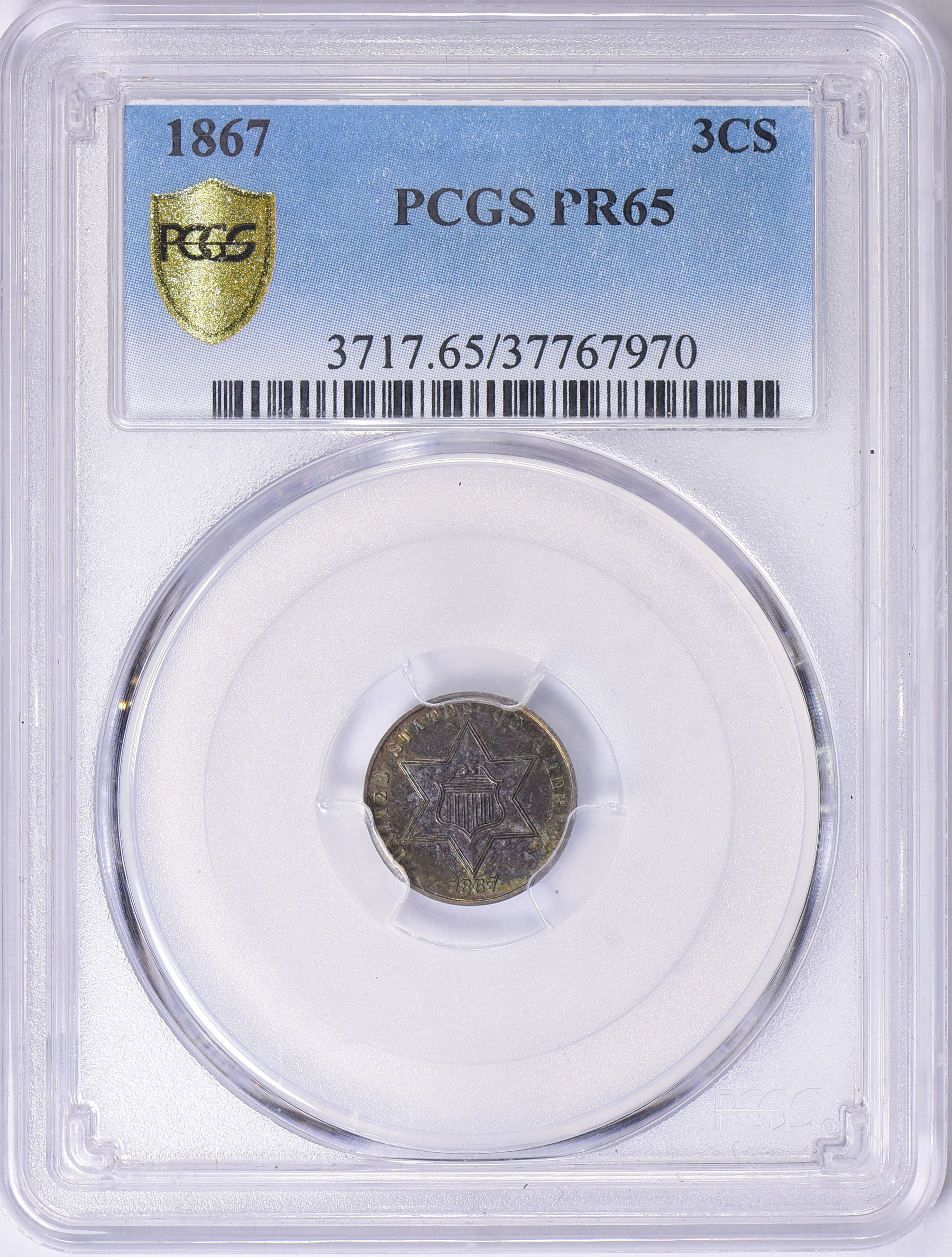 1867 Silver Three-Cent Piece PCGS Proof-65 (Toned) (Item 1728954 ...