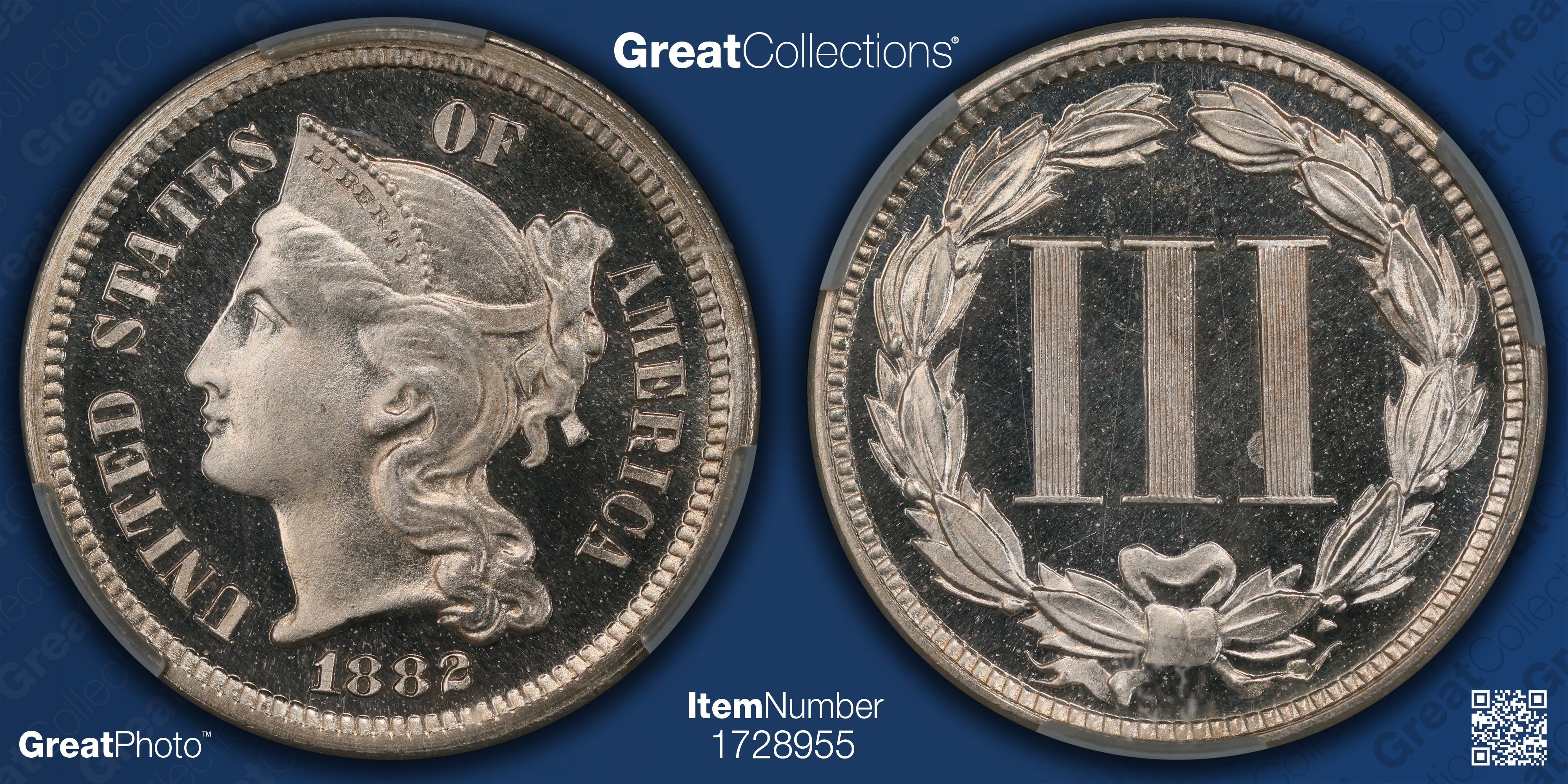 1882 Nickel Three-Cent Piece CACG Proof-66 DCAM (Item 1728955 ...