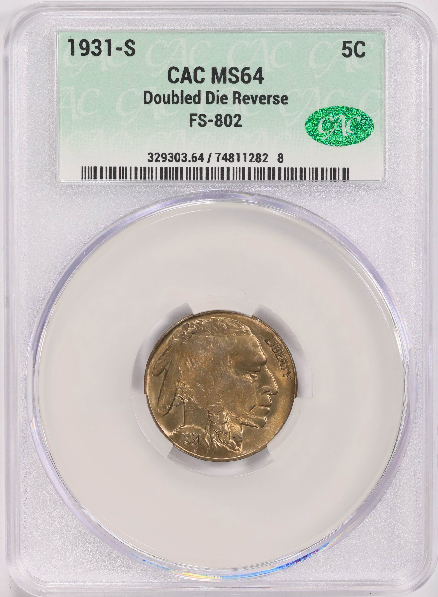 1931-S Buffalo Nickel DDR FS-802 CACG MS-64 (Item 1729055 ...
