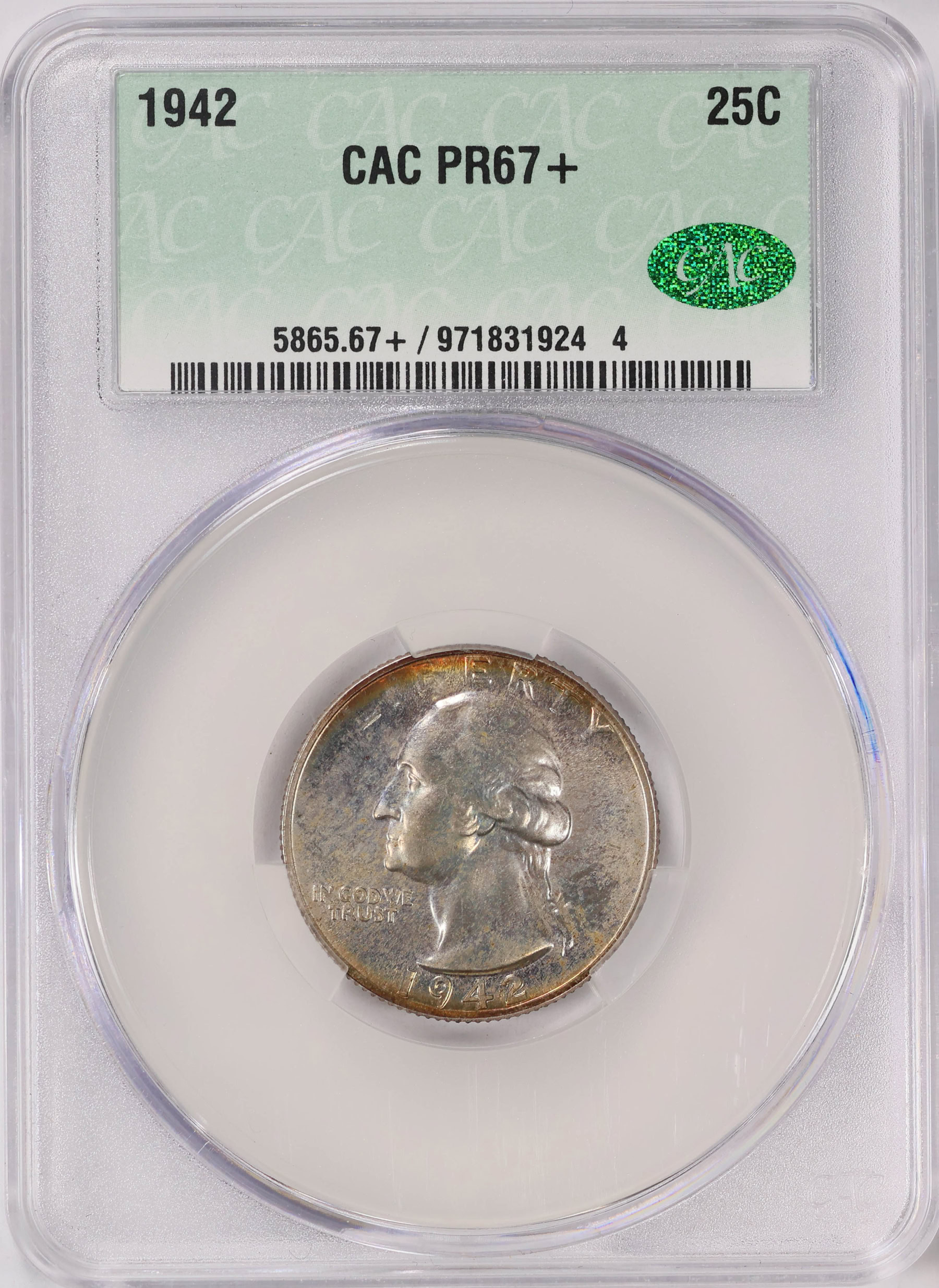 1942 Washington Quarter CACG Proof-67+ (Item 1729060) | GreatCollections Coin Auctions