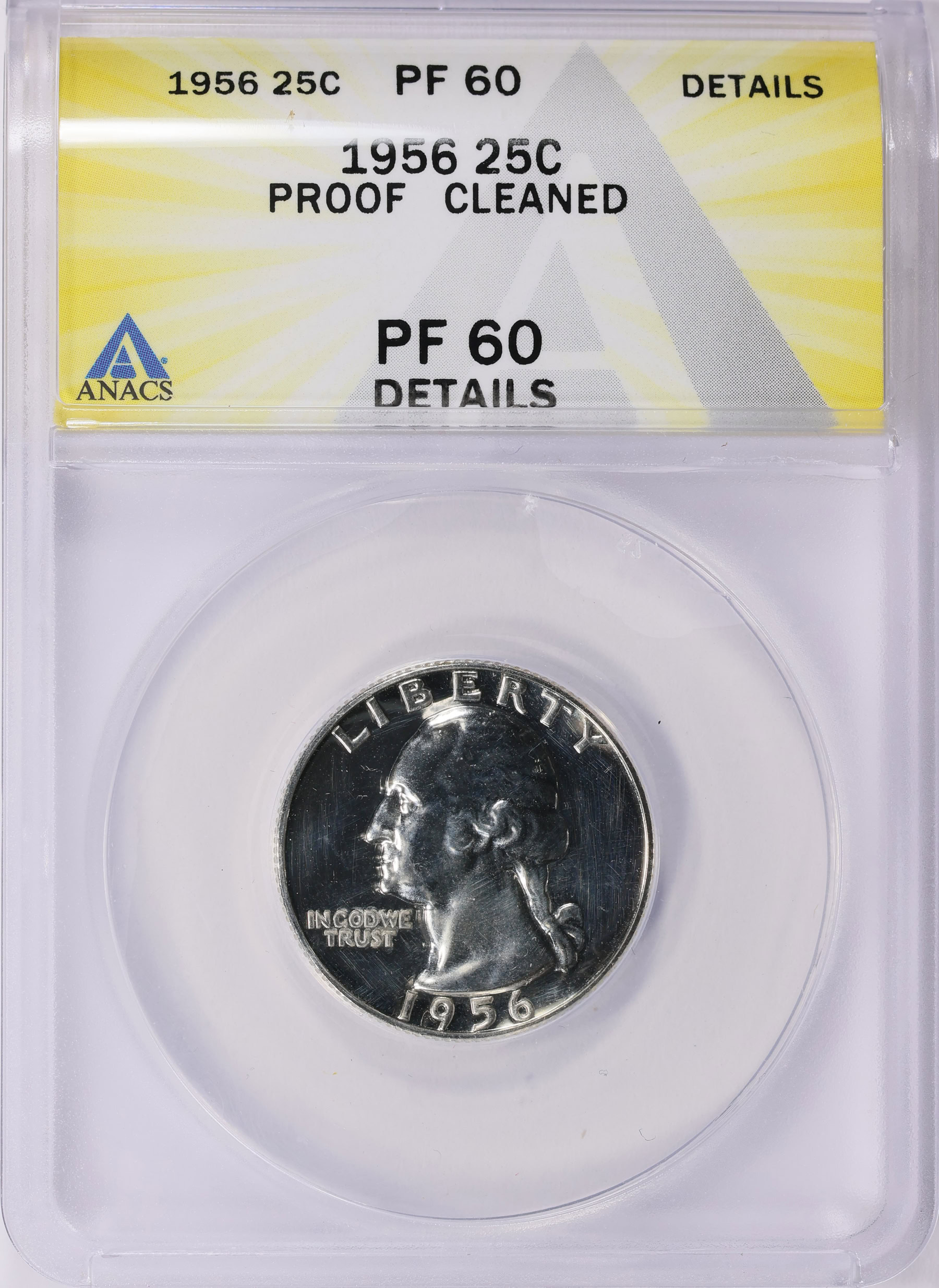 1956 Washington Quarter ANACS Proof-60 Details (Item 1729128 ...