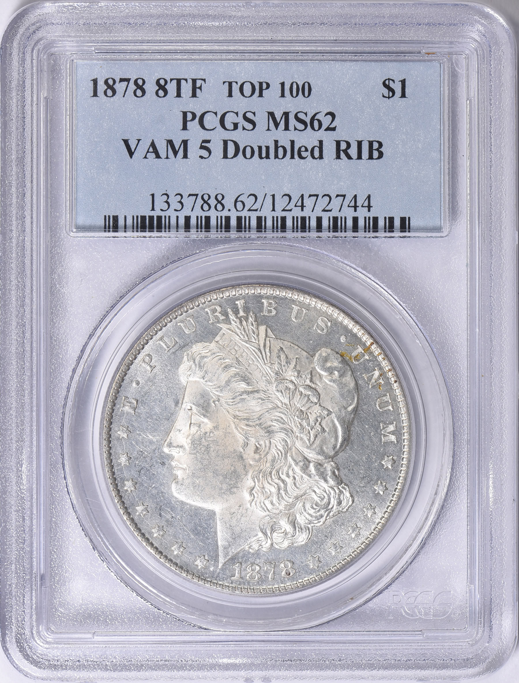 1878 8TF Morgan Silver Dollar Doubled RIB VAM-5 Top 100 PCGS MS-62 (Item 1729145 ...
