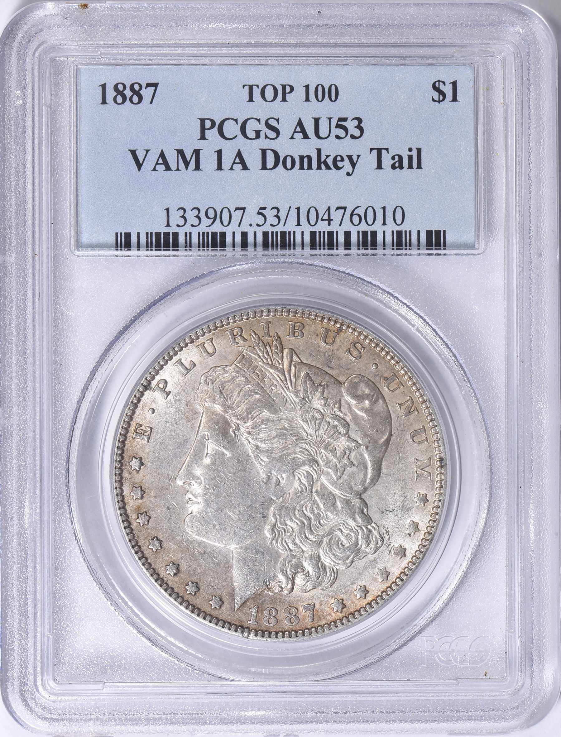 1887 Morgan Silver Dollar Donkey Tail VAM-1A Top 100 PCGS AU-53 (Item ...