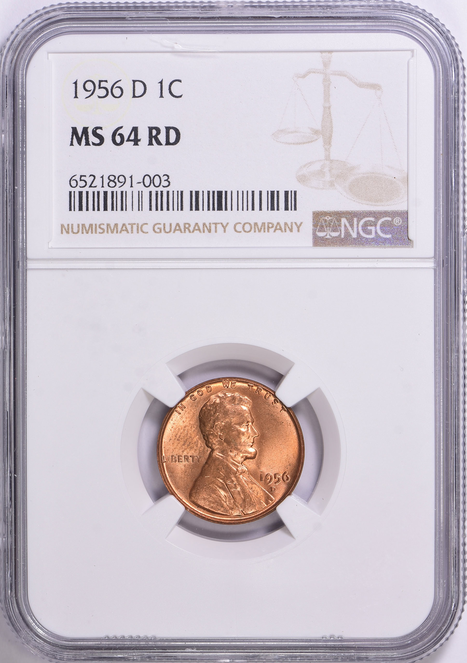 1956-D Lincoln Cent NGC MS-64 RD (Item 1729160) | GreatCollections Coin ...