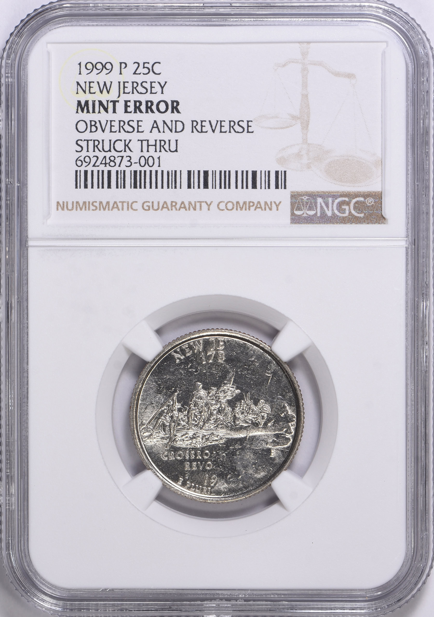 Mint Error 1999-P State Quarter New Jersey Obverse and Reverse Struck ...