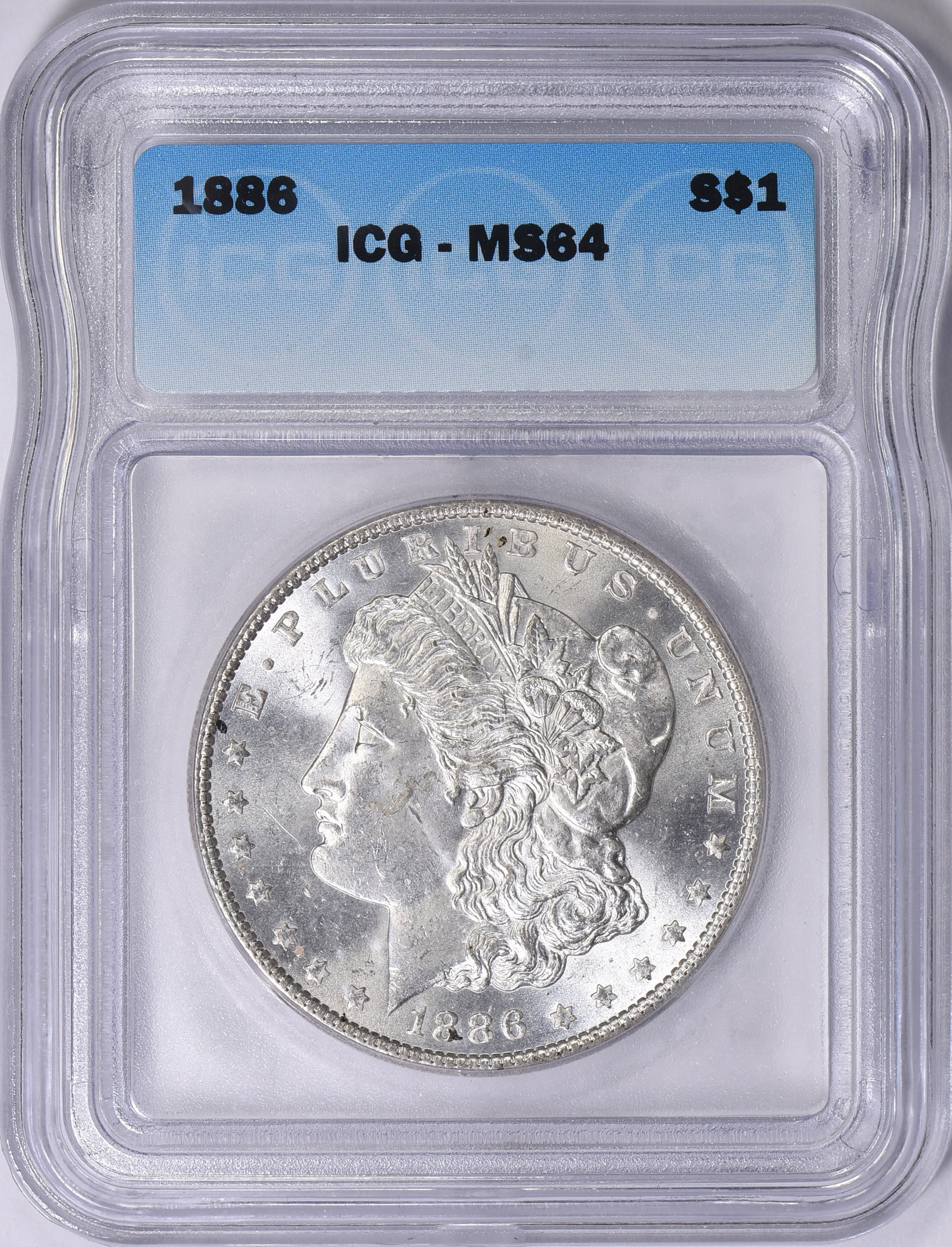 1886 Morgan Silver Dollar ICG MS-64 (Item 1729221) | GreatCollections Coin Auctions
