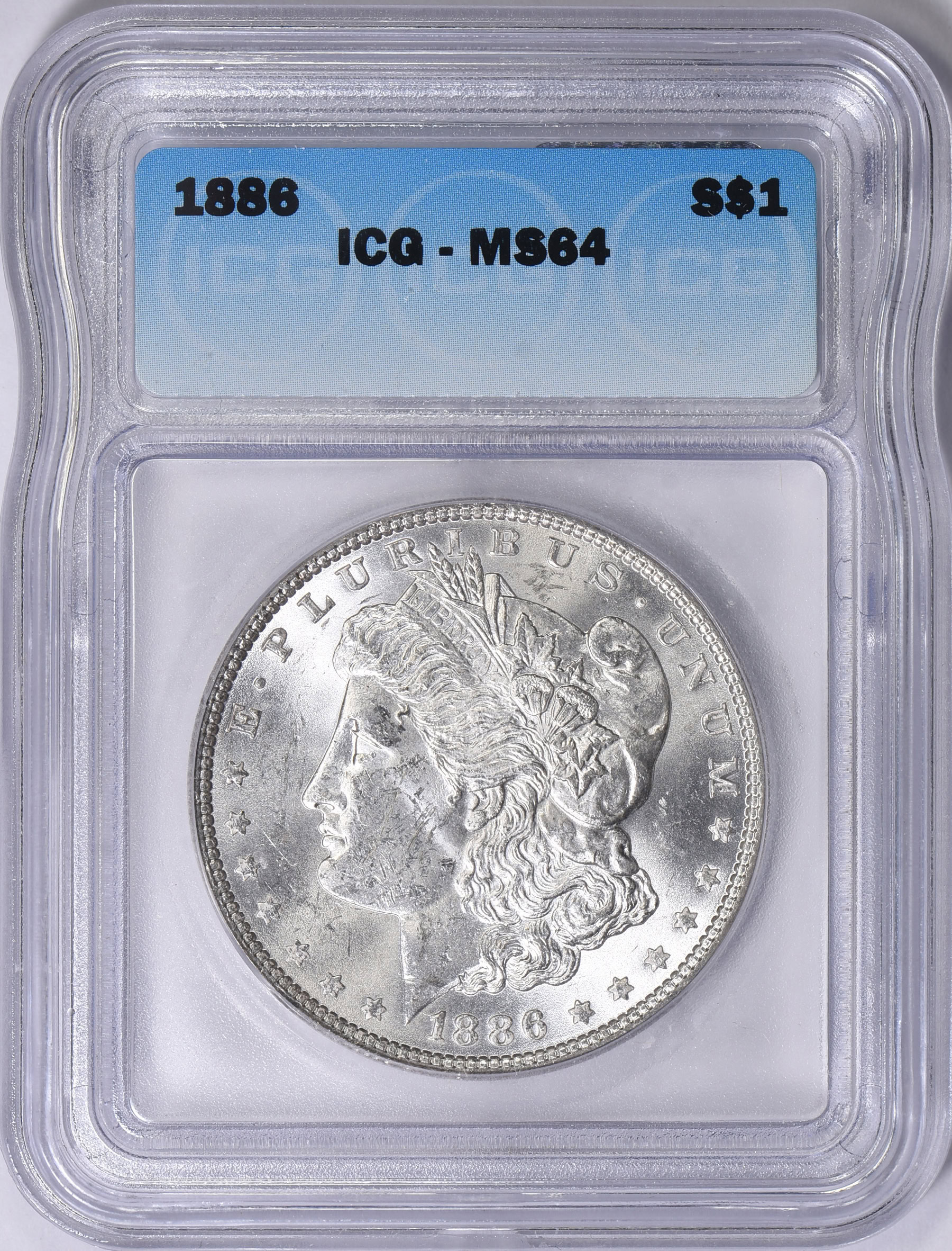 1886 Morgan Silver Dollar ICG MS-64 (Item 1729225) | GreatCollections Coin Auctions
