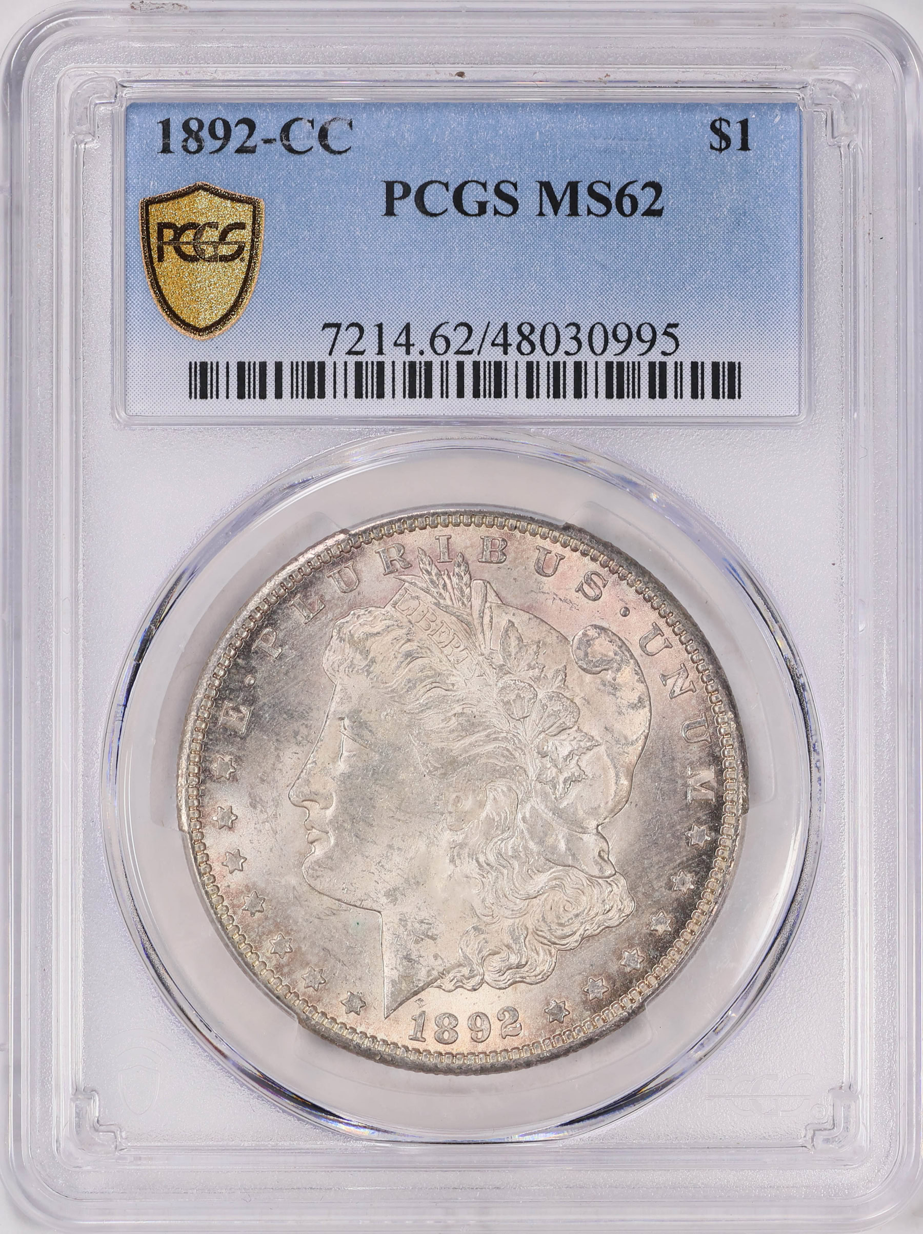 1892-CC Morgan Silver Dollar PCGS MS-62 (Item 1729244) | GreatCollections Coin Auctions