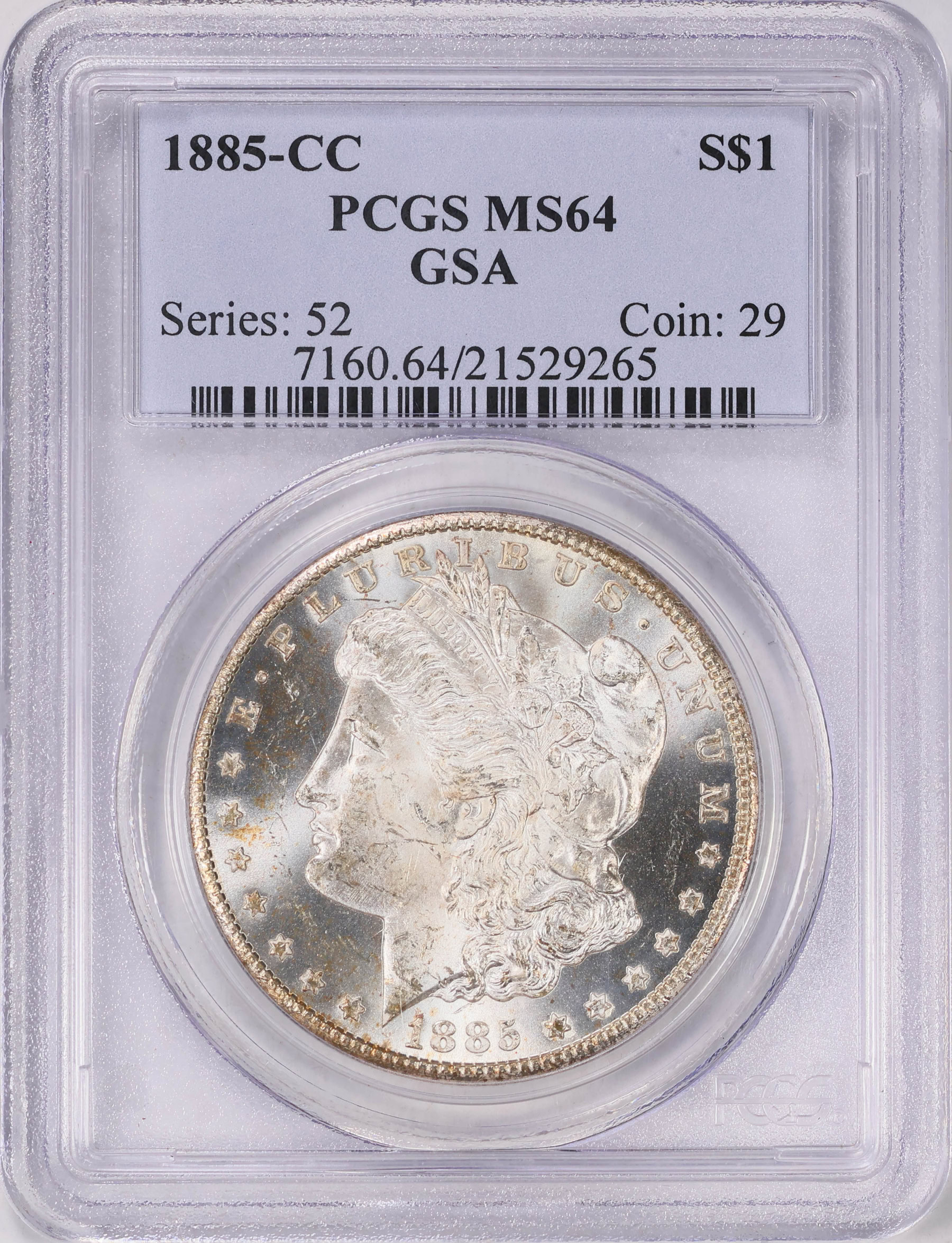 1885-CC Morgan Silver Dollar PCGS MS-64 (GSA) (Item 1729248 ...