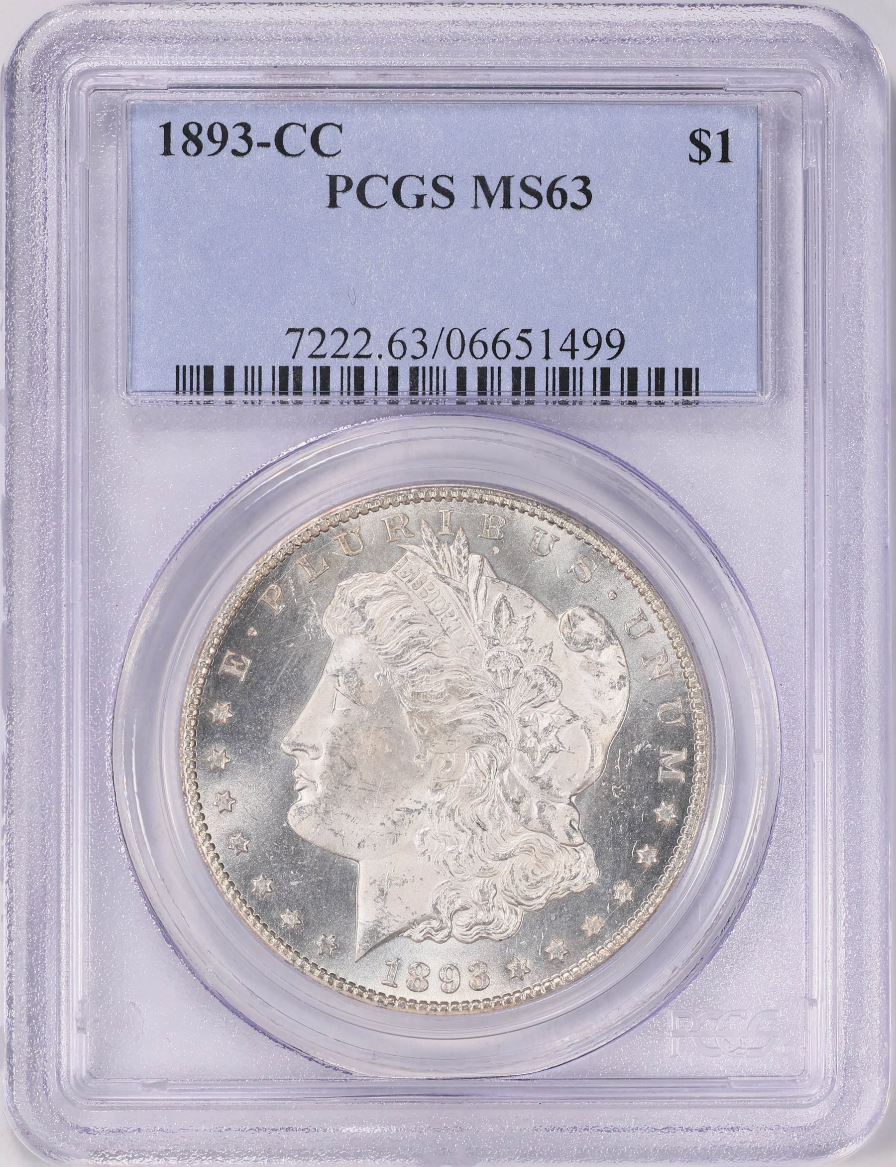 1893-CC Morgan Silver Dollar PCGS MS-63 (Item 1729251) | GreatCollections Coin Auctions