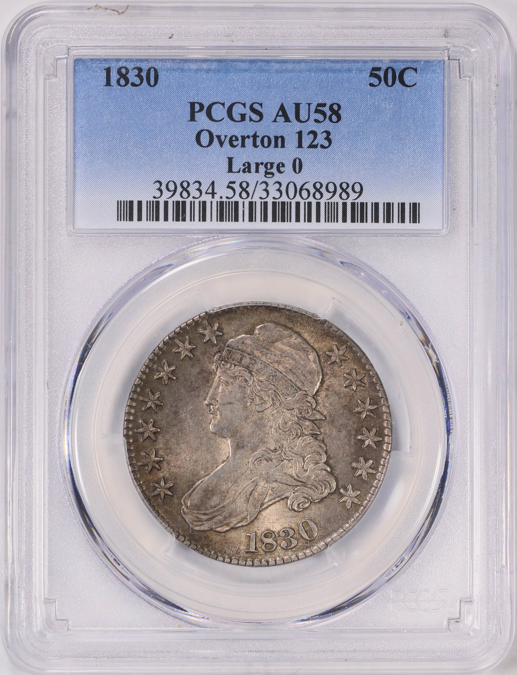 1830 Capped Bust Half Dollar Large 0 Overton 123 PCGS AU-58 (Item 1729257) | GreatCollections ...