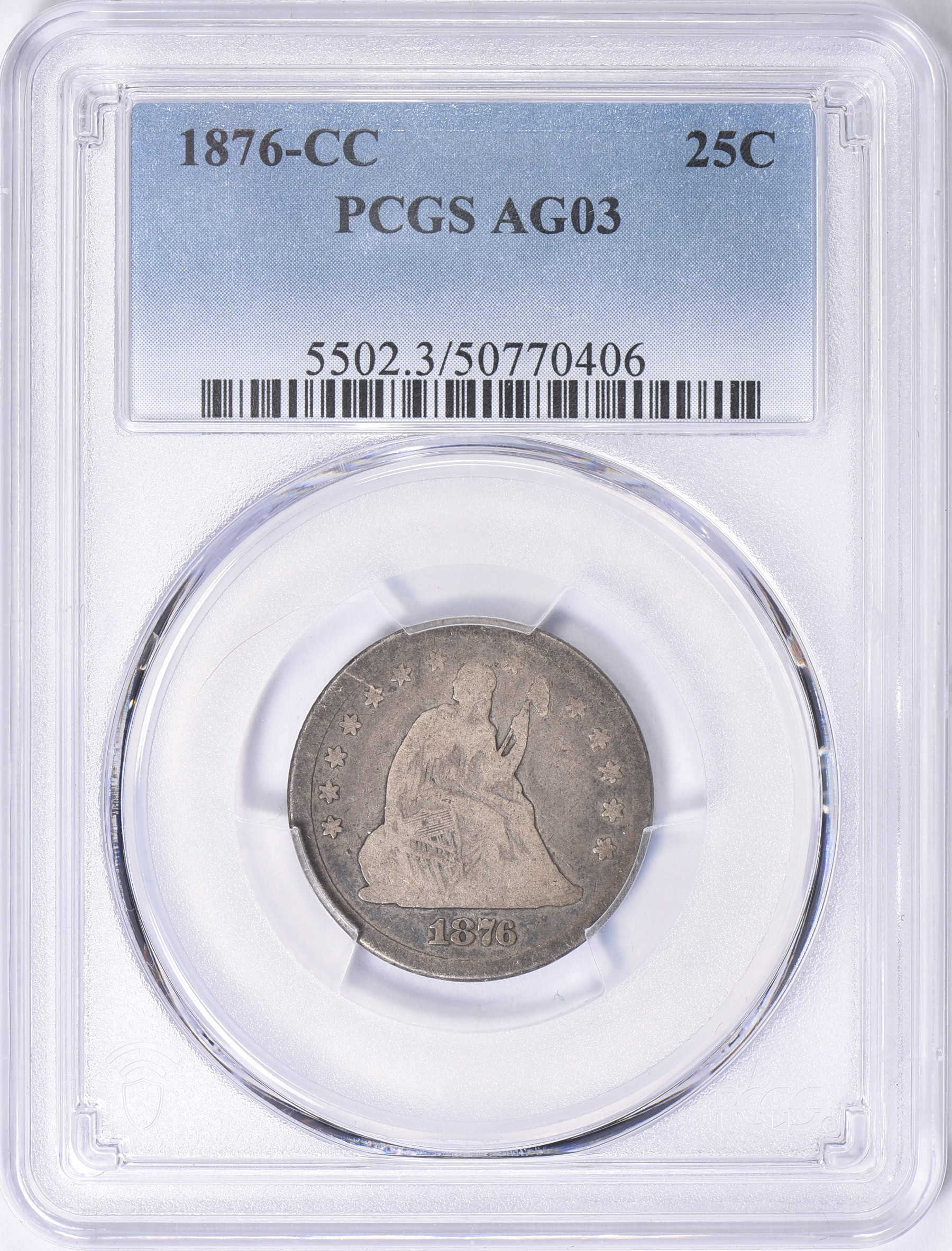 1876-CC Seated Liberty Quarter PCGS AG-03 (Item 1729431) | GreatCollections Coin Auctions