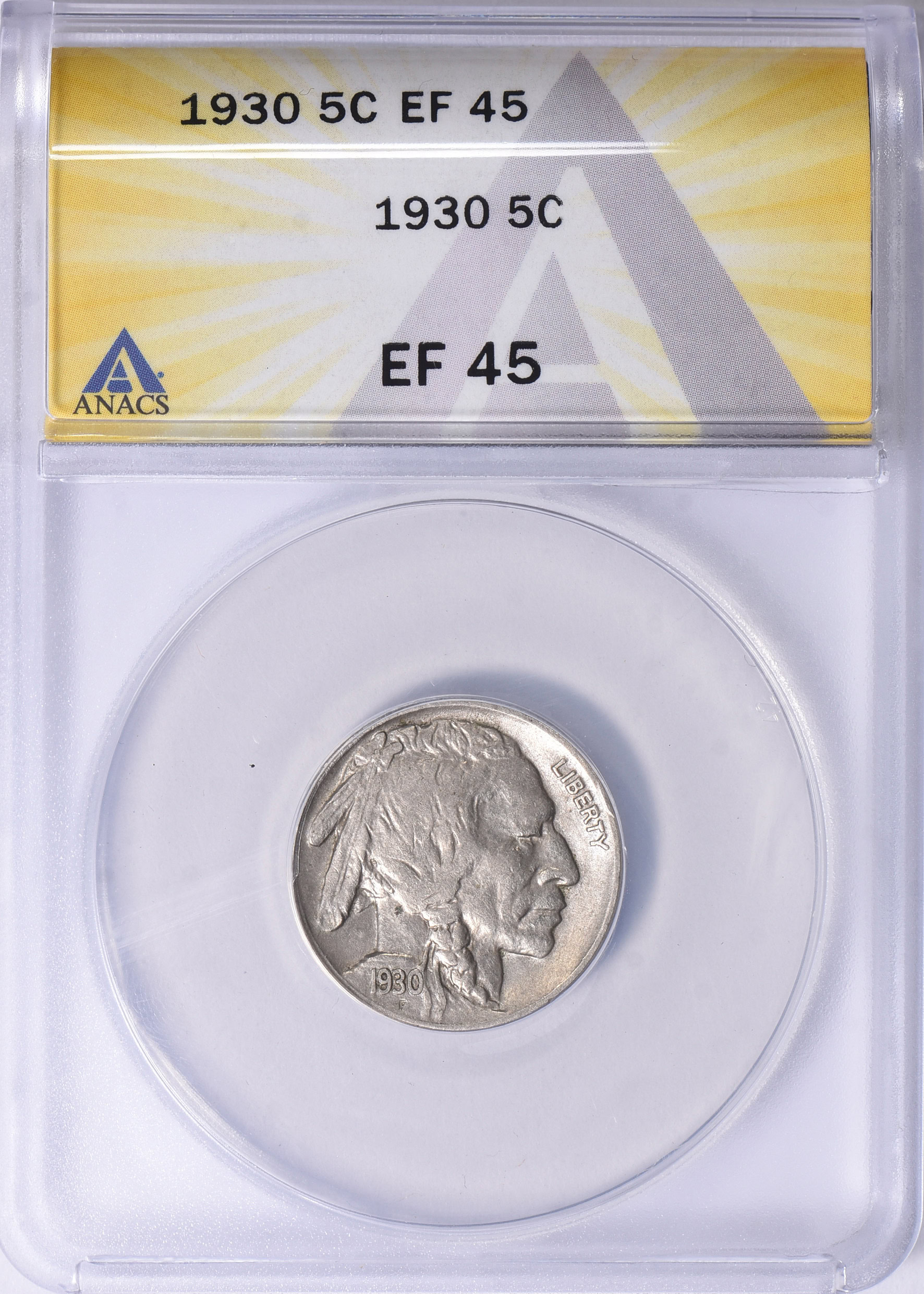 1930 Buffalo Nickel ANACS XF-45 (Item 1729458) | GreatCollections Coin Auctions