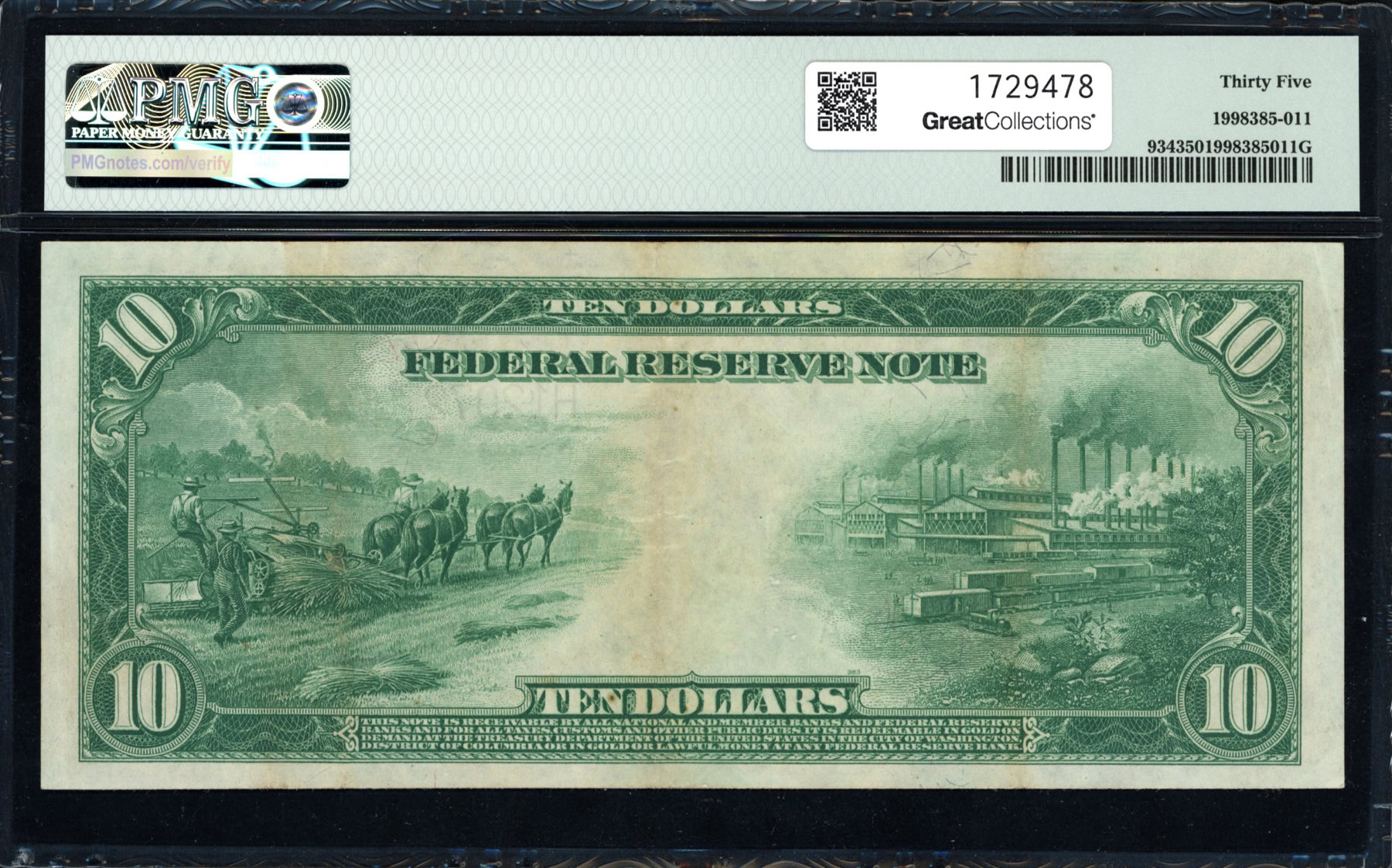 Fr. 934 1914 $10 St. Louis Federal Reserve Note Burke / Houston PMG Choice Very Fine 35 | PMG ...