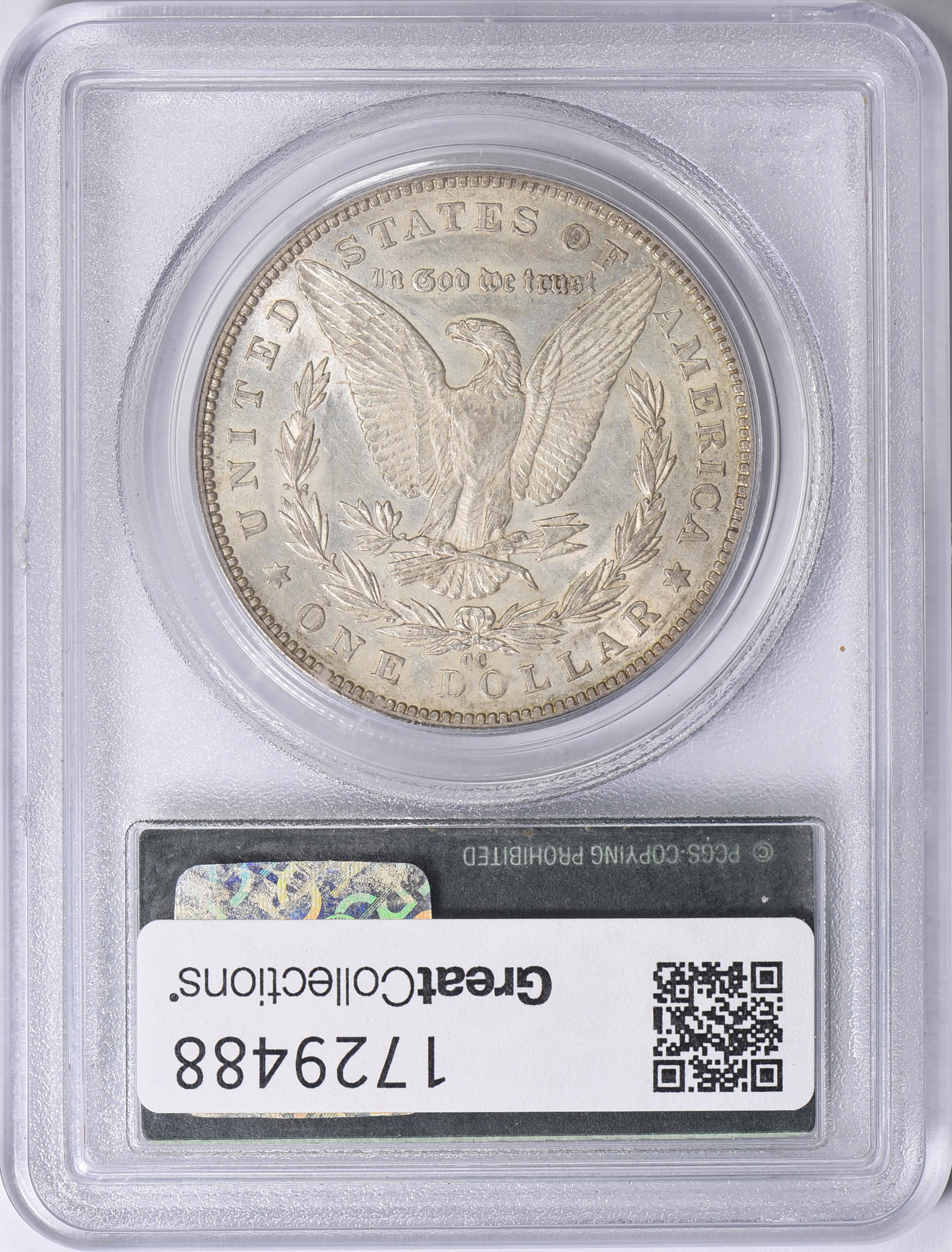 1889-CC Morgan Silver Dollar PCGS AU-53 (CAC Green) OGH (Item 1729488) | GreatCollections Coin ...