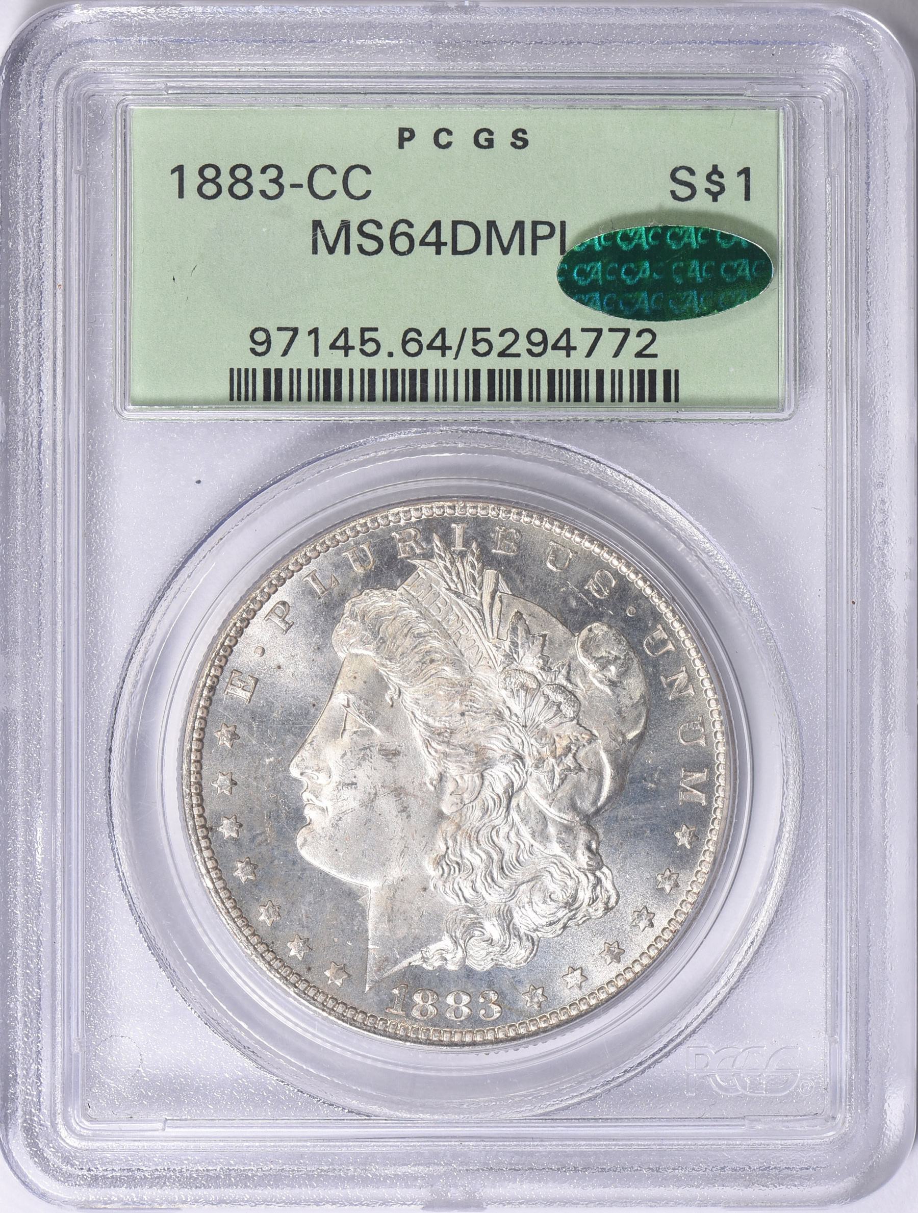 1883-CC Morgan Silver Dollar PCGS MS-64 DMPL (CAC Green) OGH (Item 1729493) | GreatCollections ...
