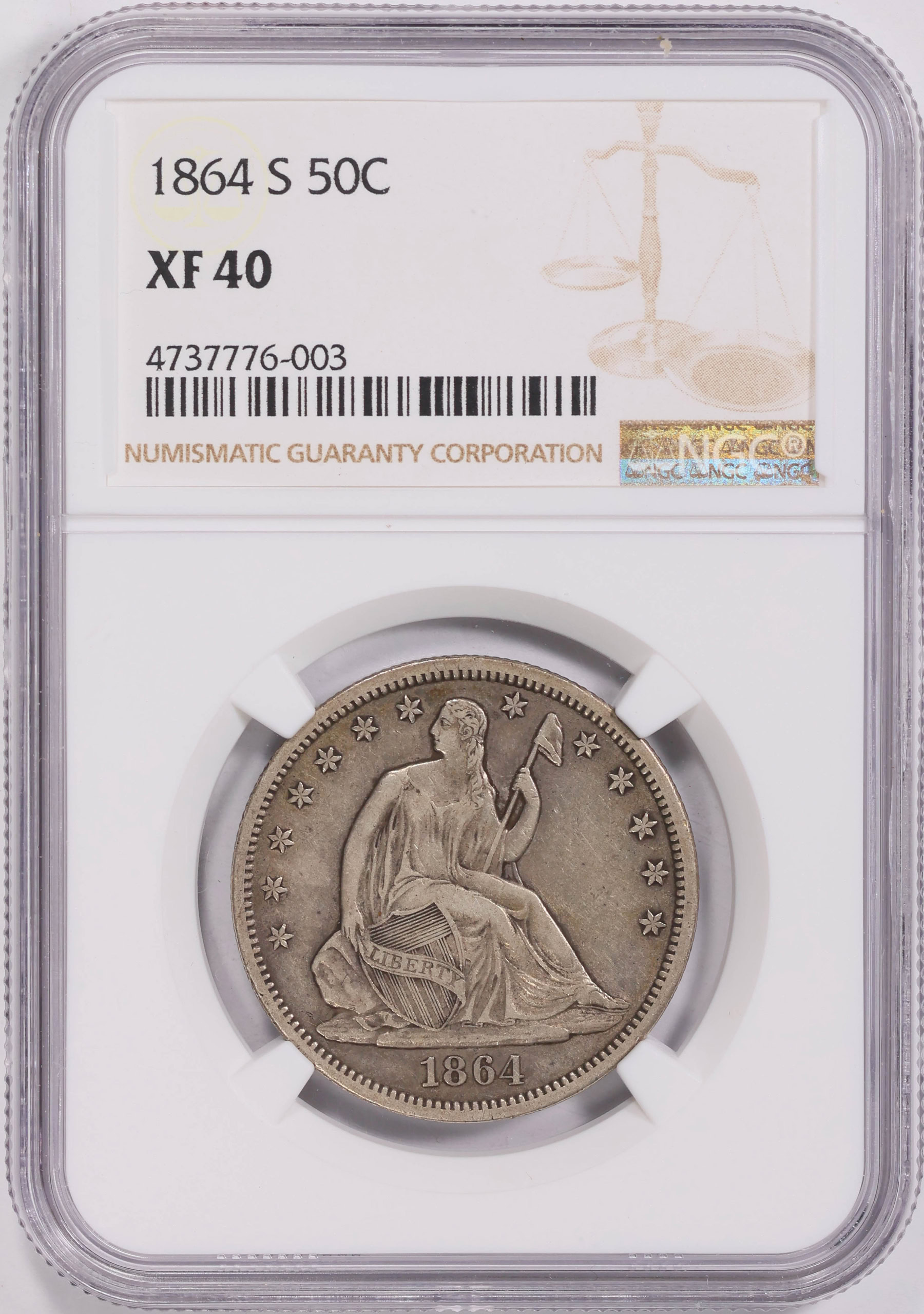 1864-S Seated Liberty Half Dollar NGC XF-40 (Item 1729578) | GreatCollections Coin Auctions