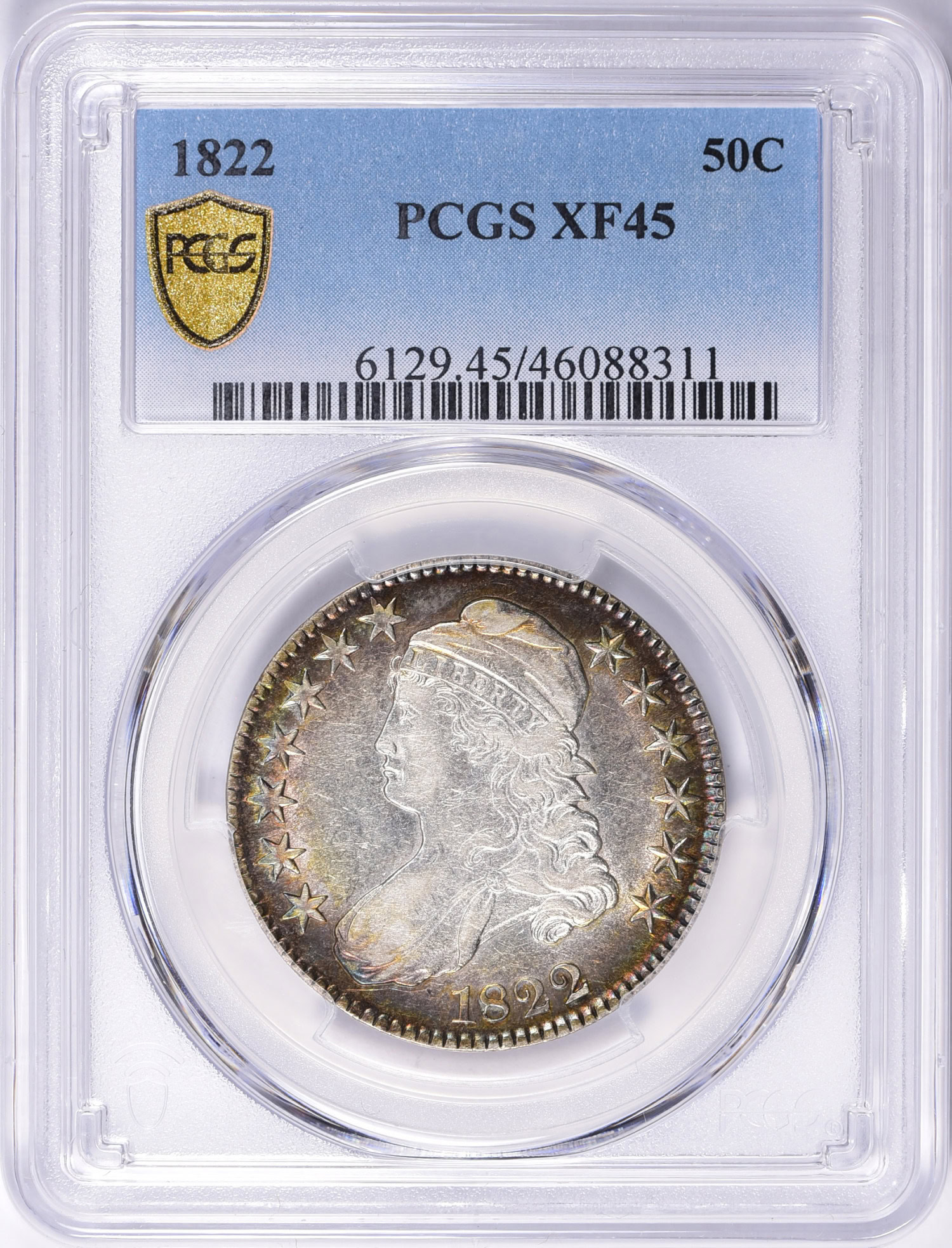 1822 Capped Bust Half Dollar PCGS XF-45 (Toned) (Item 1729618) | GreatCollections Coin Auctions