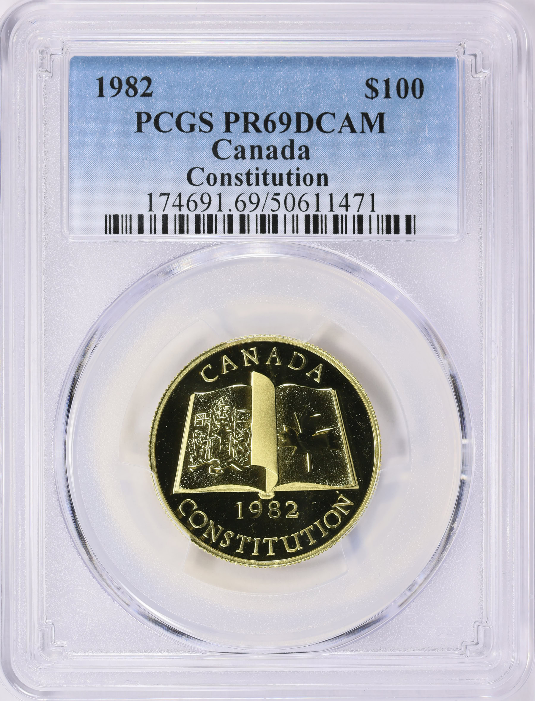 Canada 1982 Gold $100 New Constitution KM-137 PCGS Proof-69 DCAM (AGW ...