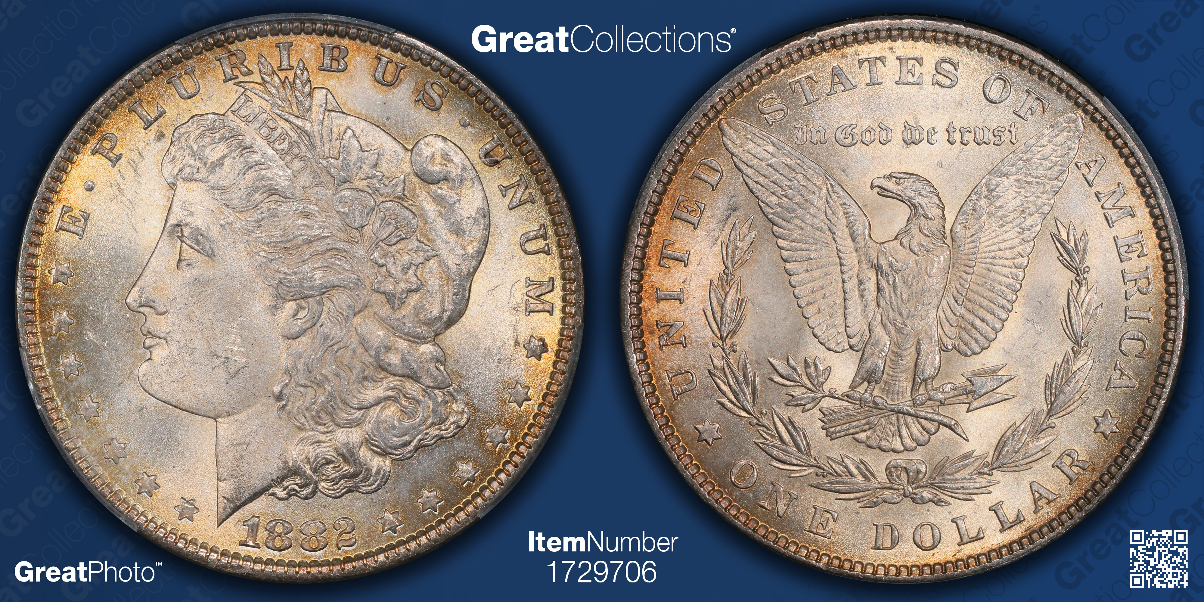 1882 Morgan Silver Dollar PCGS MS-64 (Item 1729706) | GreatCollections ...