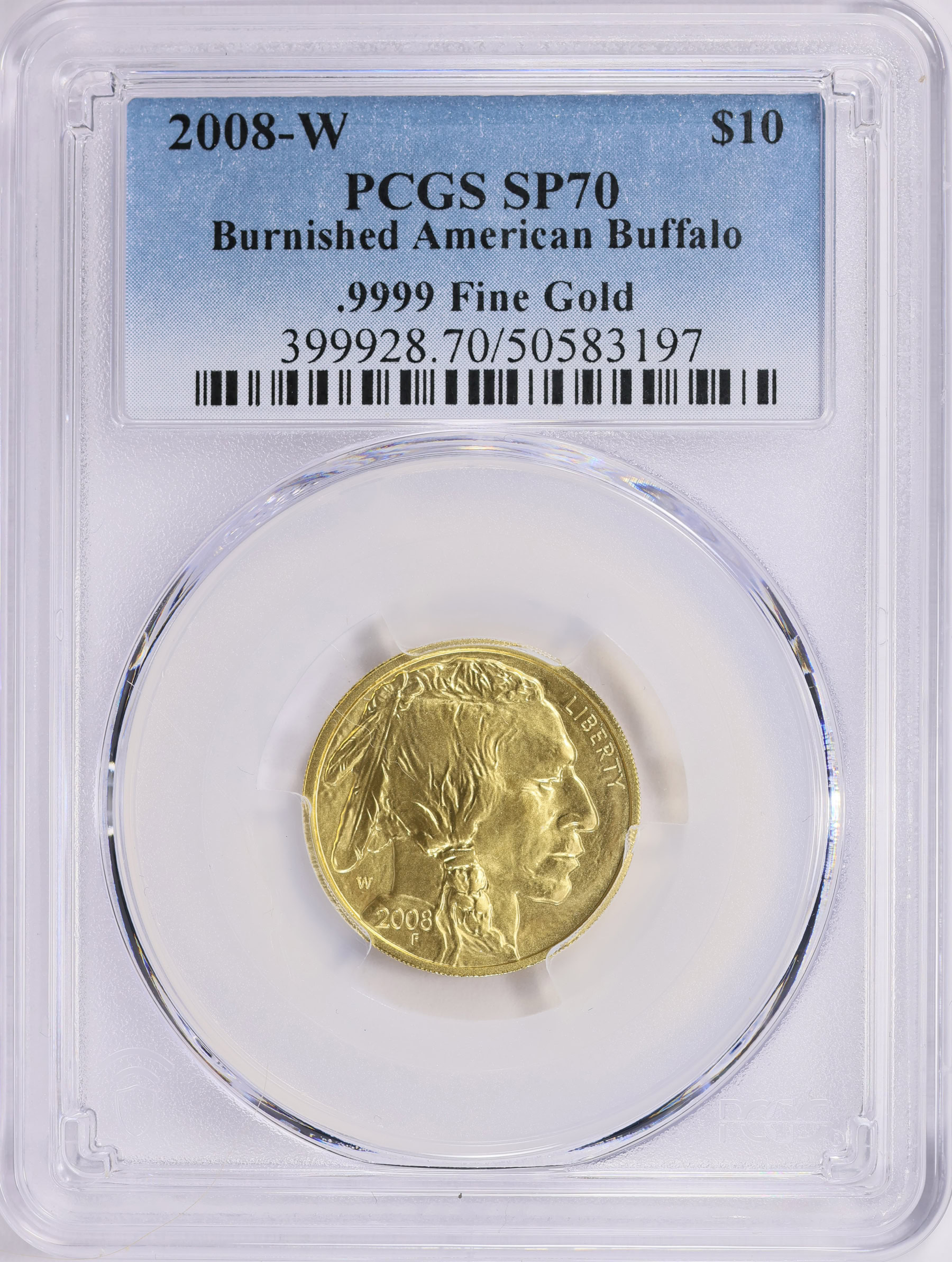 2008-W $10 Quarter-Ounce Gold American Buffalo Burnished PCGS SP-70 ...