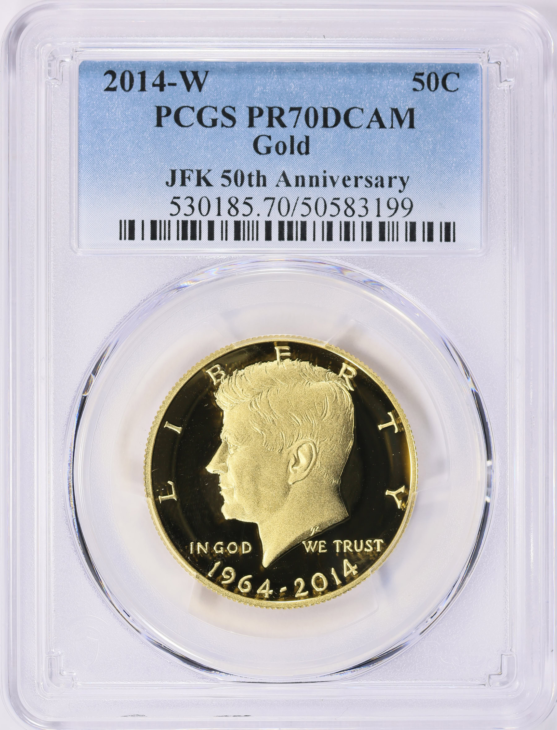 2014-W John F. Kennedy Gold Half Dollar 50th Anniversary PCGS Proof-70 ...
