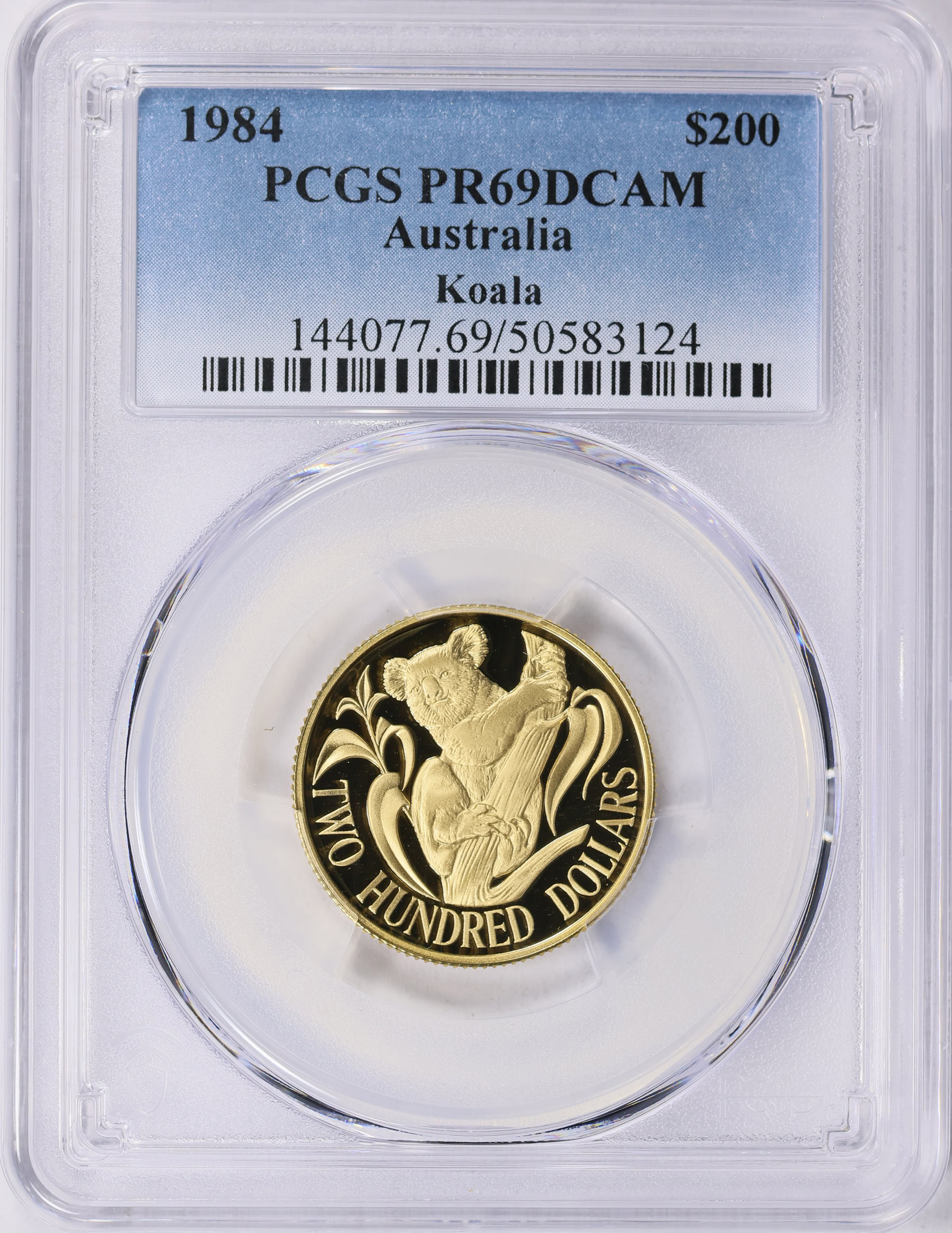 Australia 1984 Gold $200 Koala KM-71 PCGS Proof-69 DCAM (AGW = 0.2948 ...