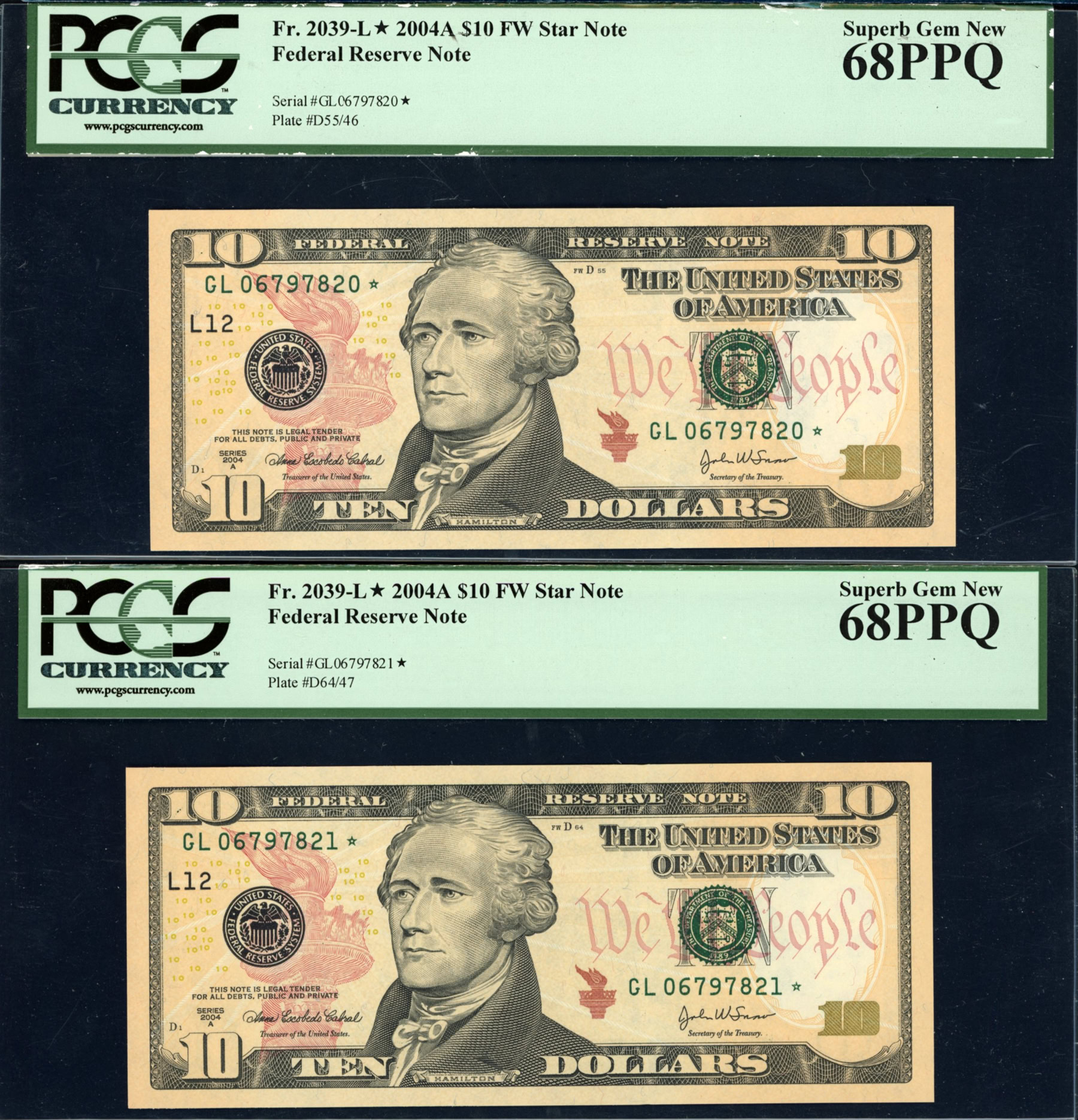 Fr. 2039-L* (GL* Block) 2004A $10 San Francisco Federal Reserve Star ...