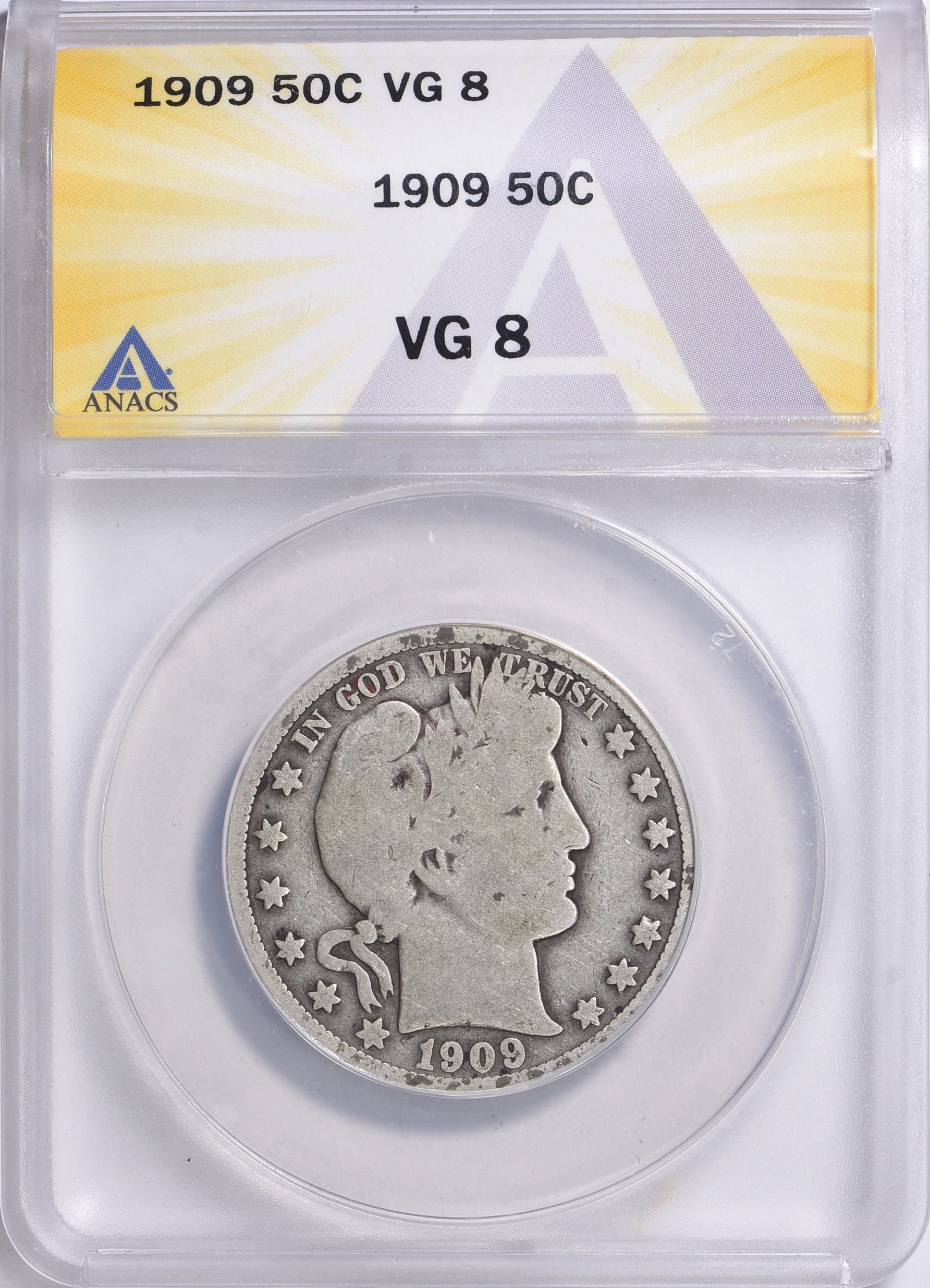 1909 Barber Half Dollar ANACS VG-08 (Item 1729879) | GreatCollections Coin Auctions