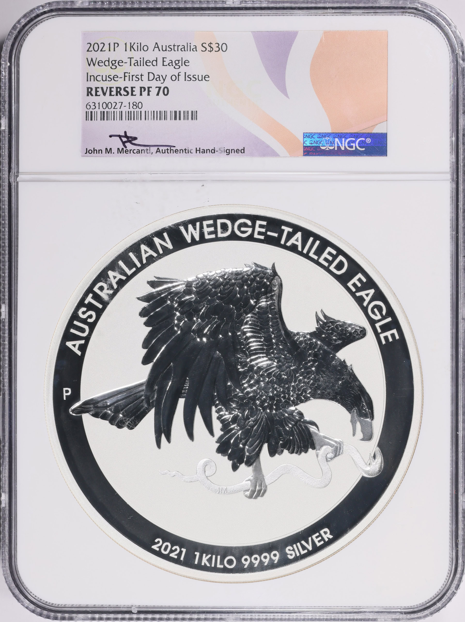 Australia 2021-P Silver $30 Wedge-Tailed Eagle Incuse Design Reverse ...