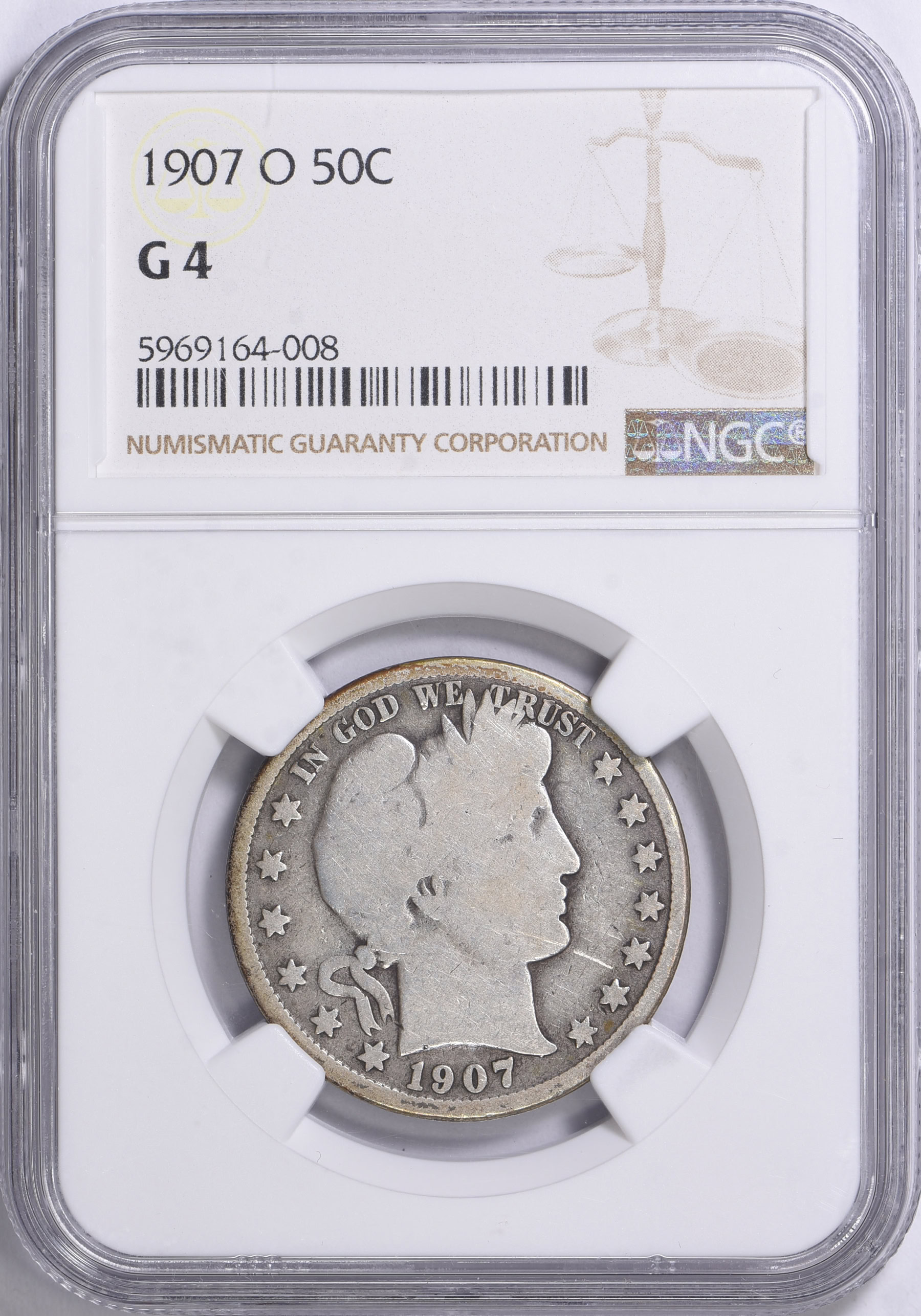 1907-O Barber Half Dollar NGC G-04 (Item 1730000) | GreatCollections Coin Auctions