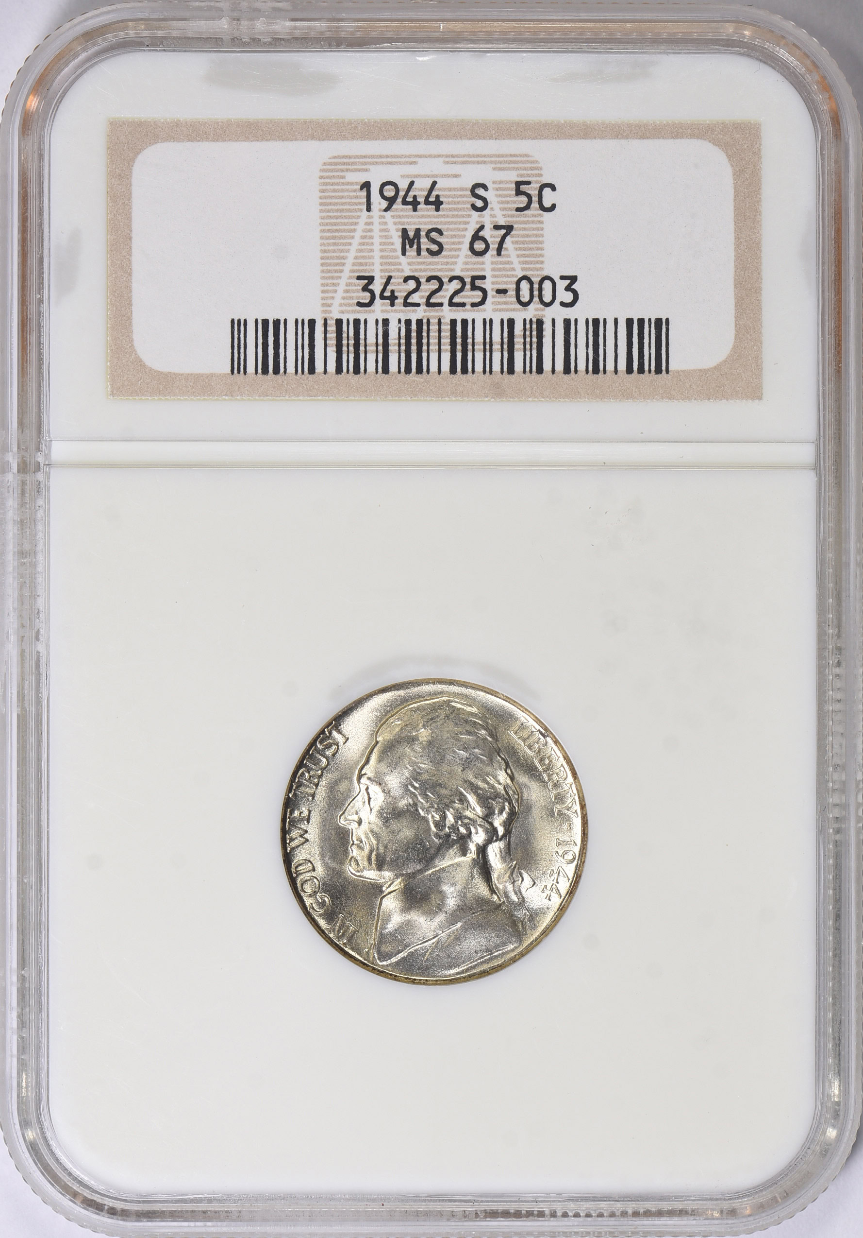 1944-S Jefferson Nickel NGC MS-67 (Item 1730003) | GreatCollections Coin Auctions