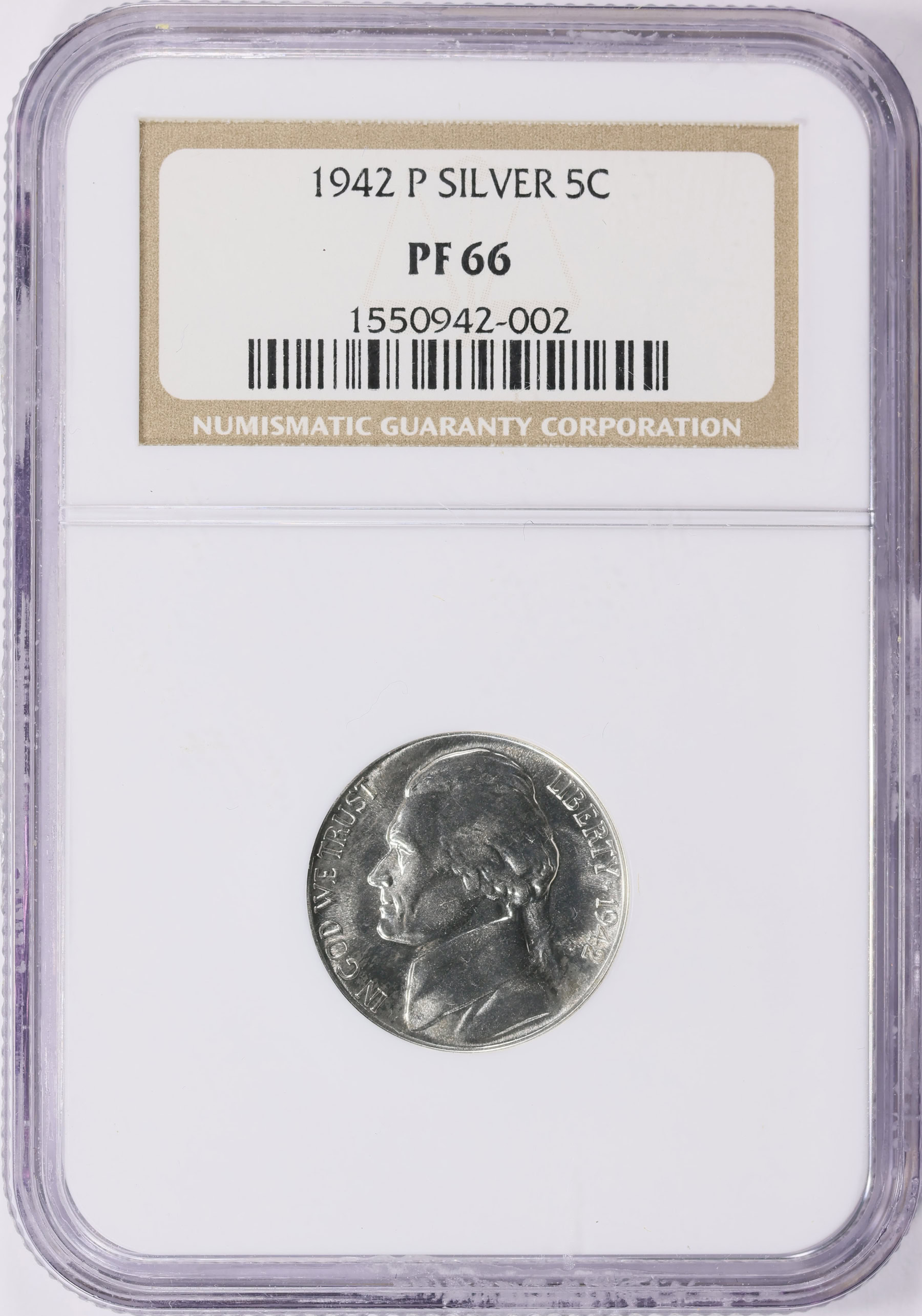 1942-P Jefferson Nickel NGC Proof-66 (Item 1730005) | GreatCollections Coin Auctions