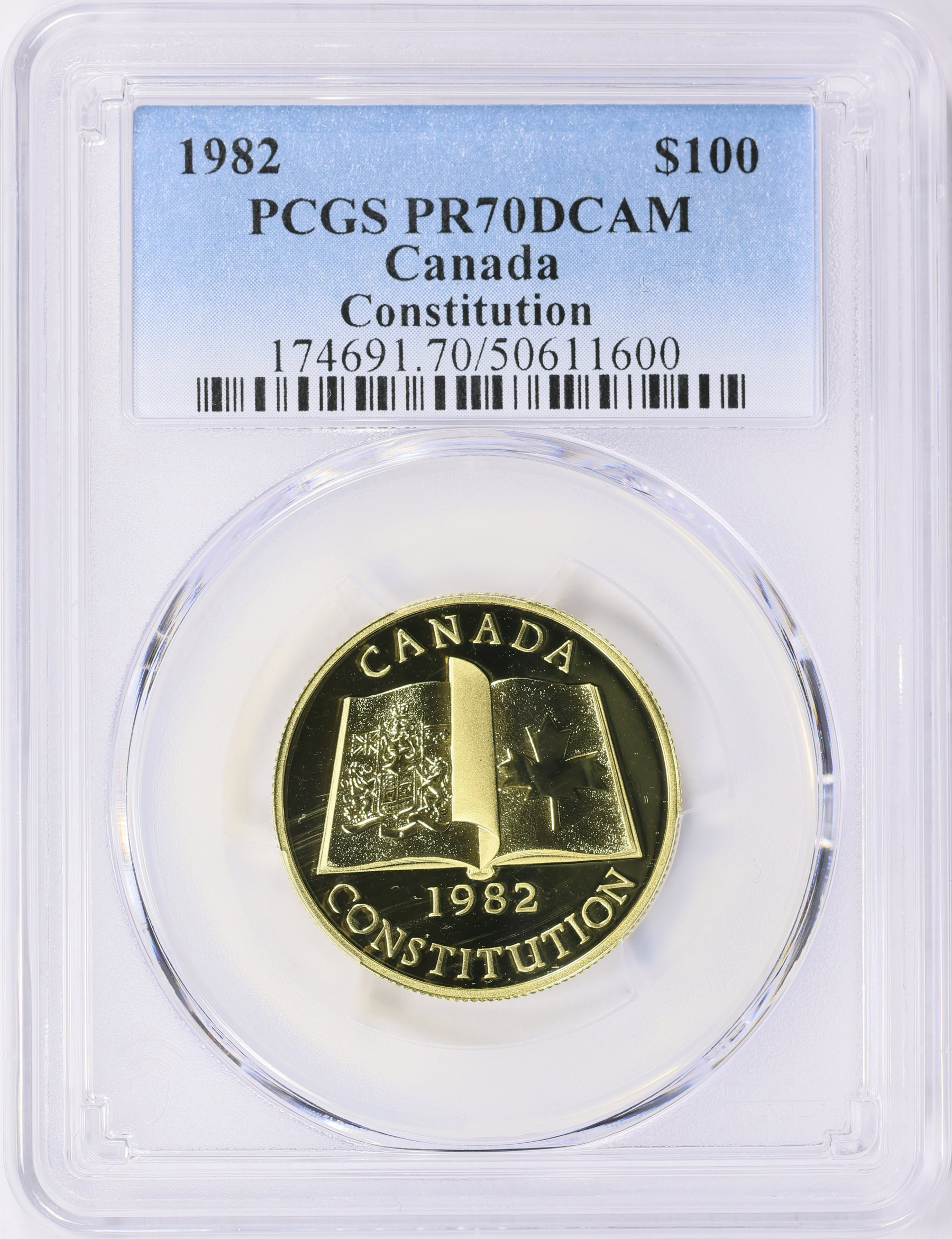 Canada 1982 Gold $100 New Constitution KM-137 PCGS Proof-70 DCAM (AGW ...