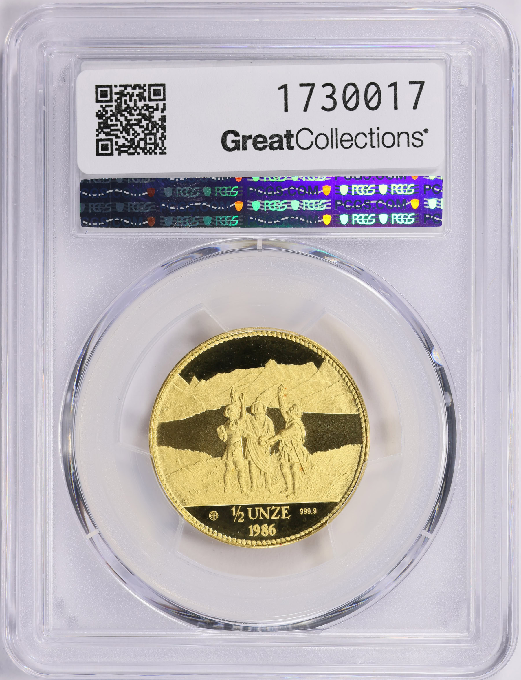 Switzerland 1986-AH Gold 1/2 Unze Rutli Eternal Pact KM-XMB8 PCGS Proof ...