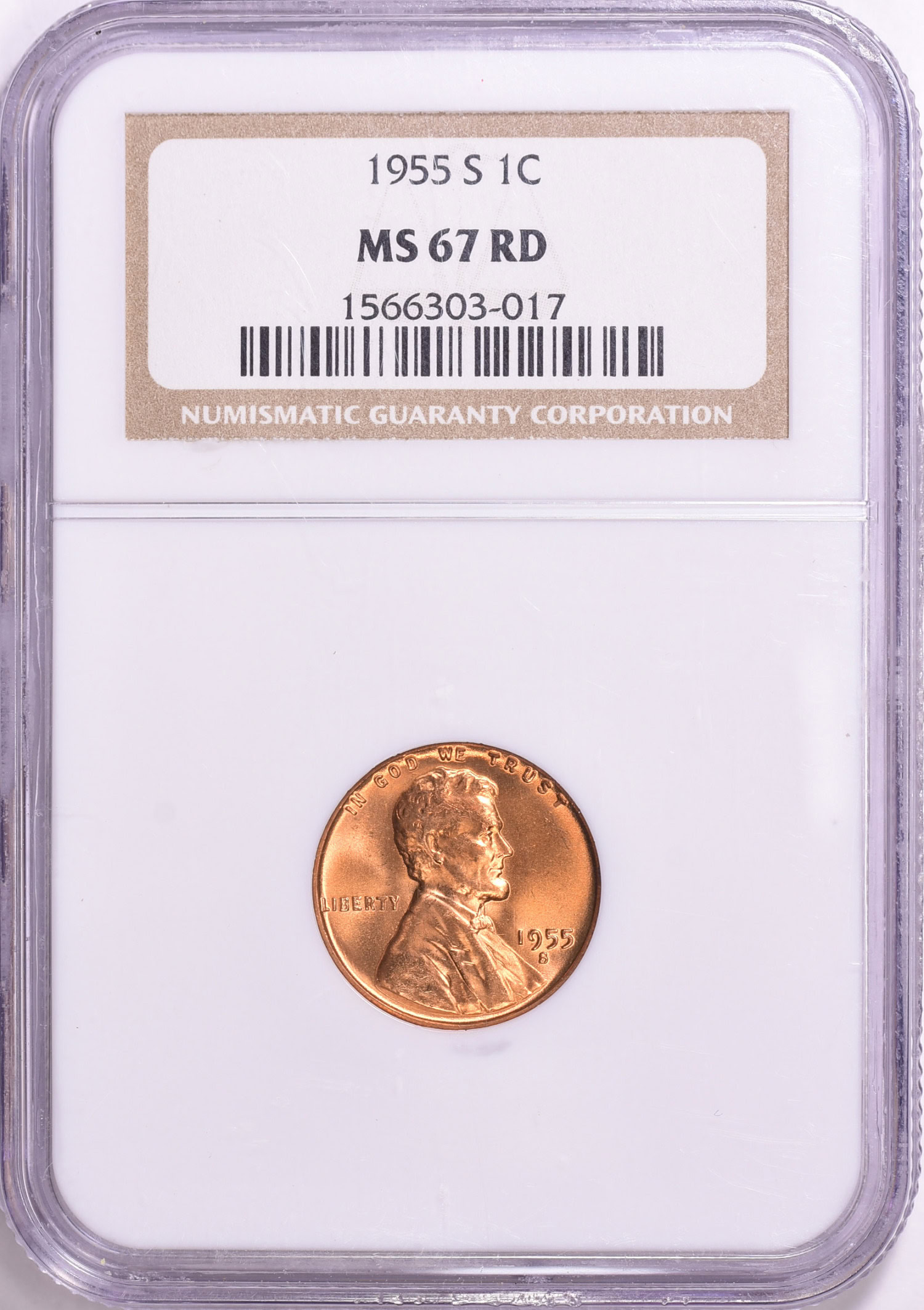 1955-S Lincoln Cent NGC MS-67 RD (Item 1730025) | GreatCollections Coin Auctions