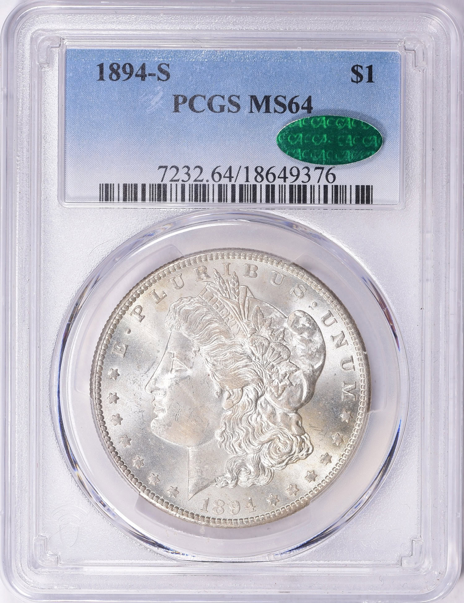 1894-S Morgan Silver Dollar PCGS MS-64 (CAC Green) (Item 1730146) | GreatCollections Coin Auctions