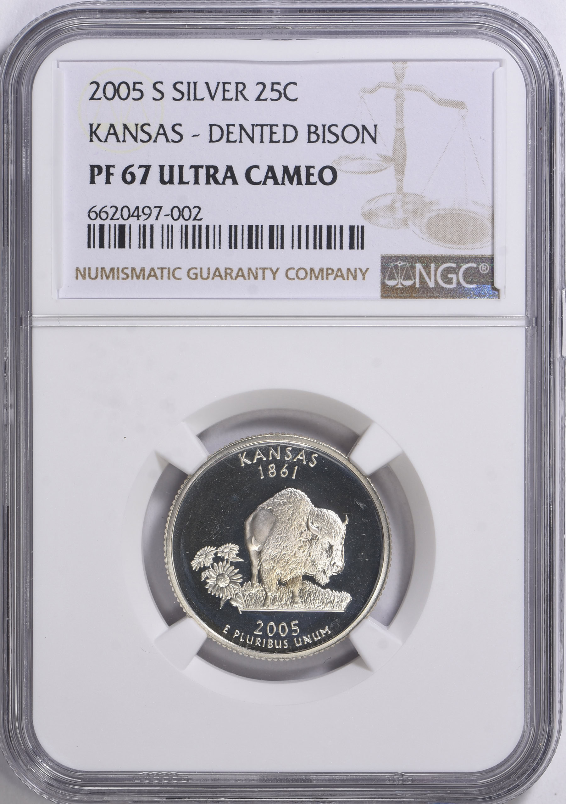 2005-S State Quarter Kansas - Silver Dented Bison NGC Proof-67 UC (Item ...