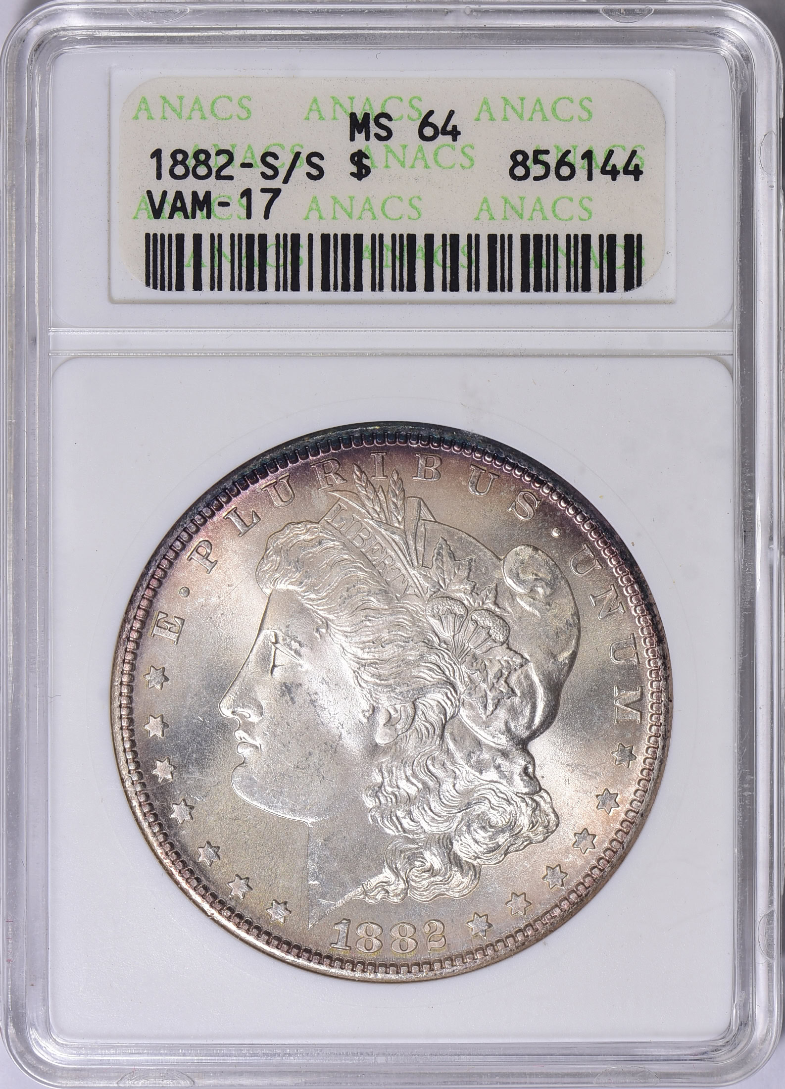 1882-S/S Morgan Silver Dollar VAM-17 ANACS MS-64 OH (Toned) (Item 1730274) | GreatCollections ...