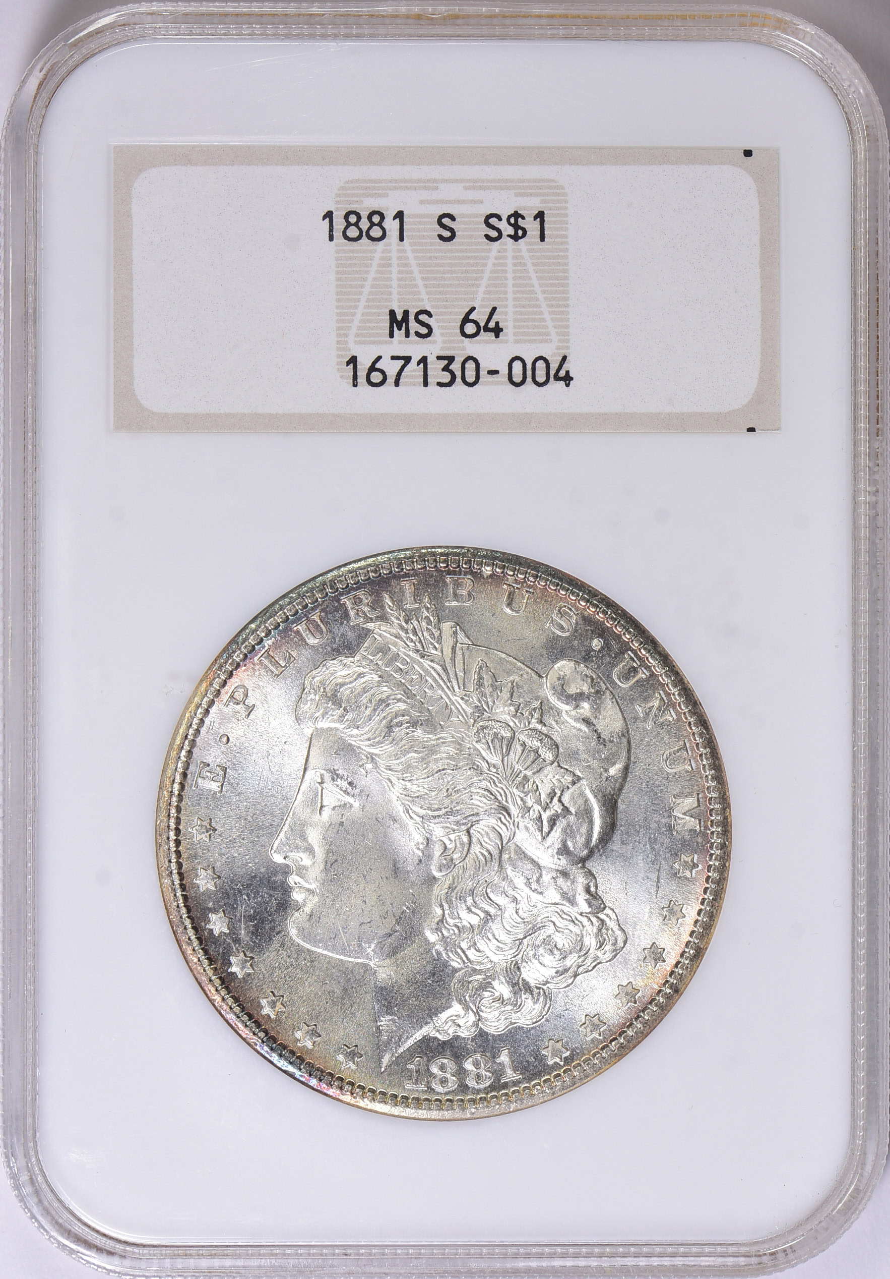 1881-S Morgan Silver Dollar NGC MS-64 OH (Toned) (Item 1730297) | GreatCollections Coin Auctions