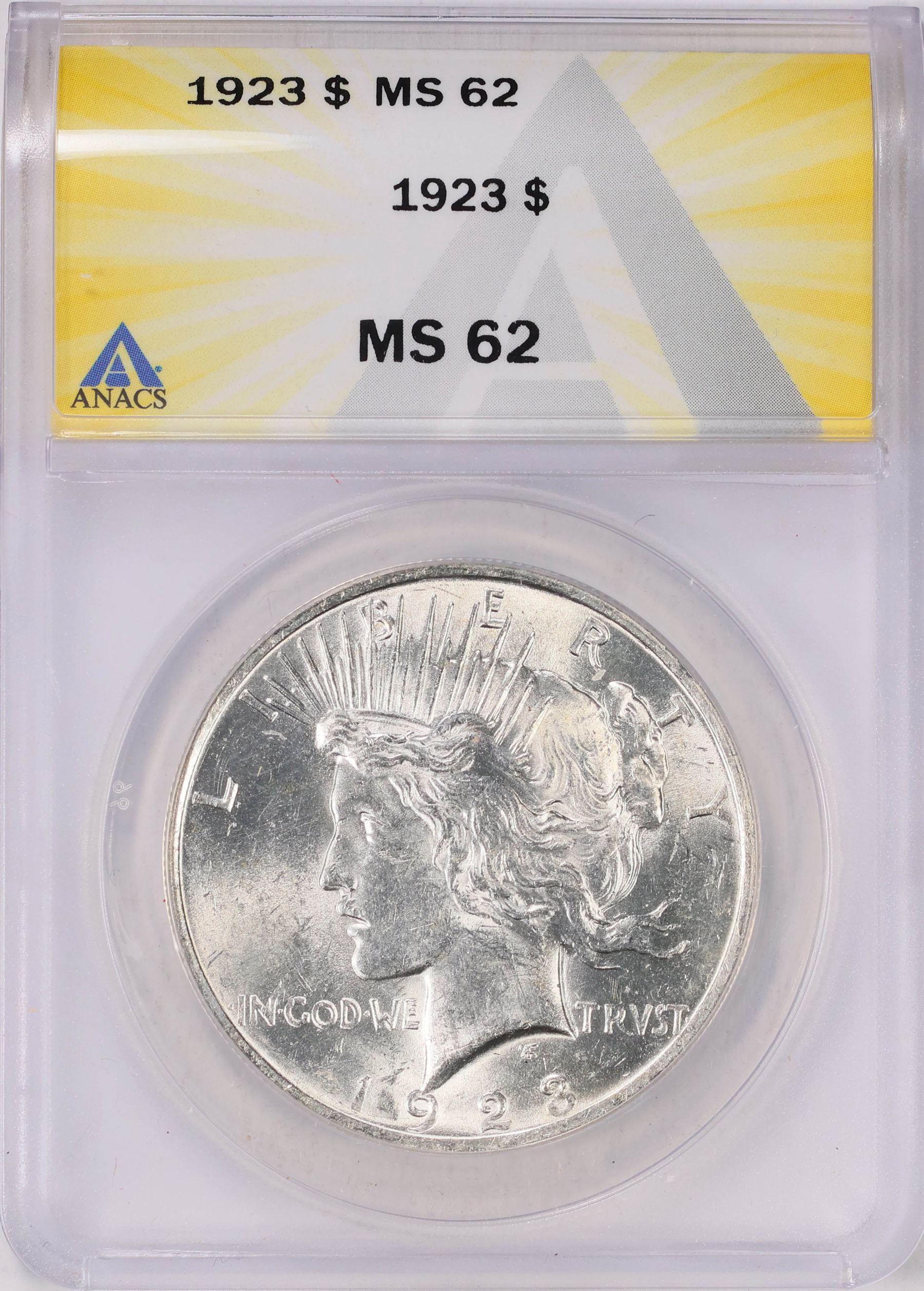 1923 Peace Silver Dollar ANACS MS-62 (Item 1730326) | GreatCollections Coin Auctions