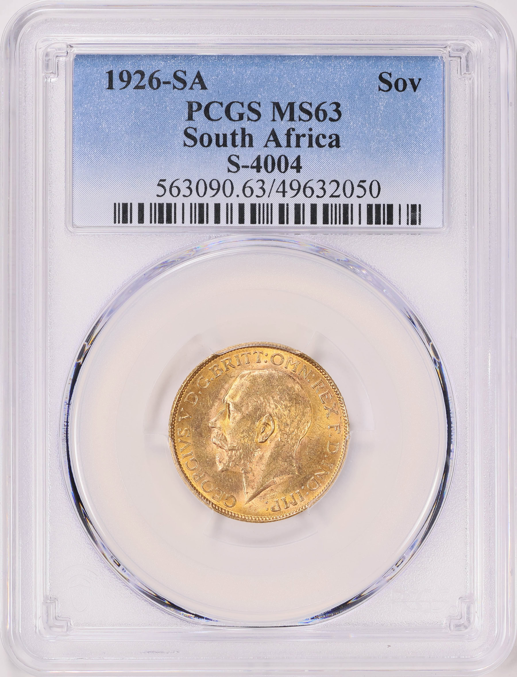 South Africa 1926-SA Gold 1 Sovereign KM-21 PCGS MS-63 (AGW = 0.2356 Oz ...
