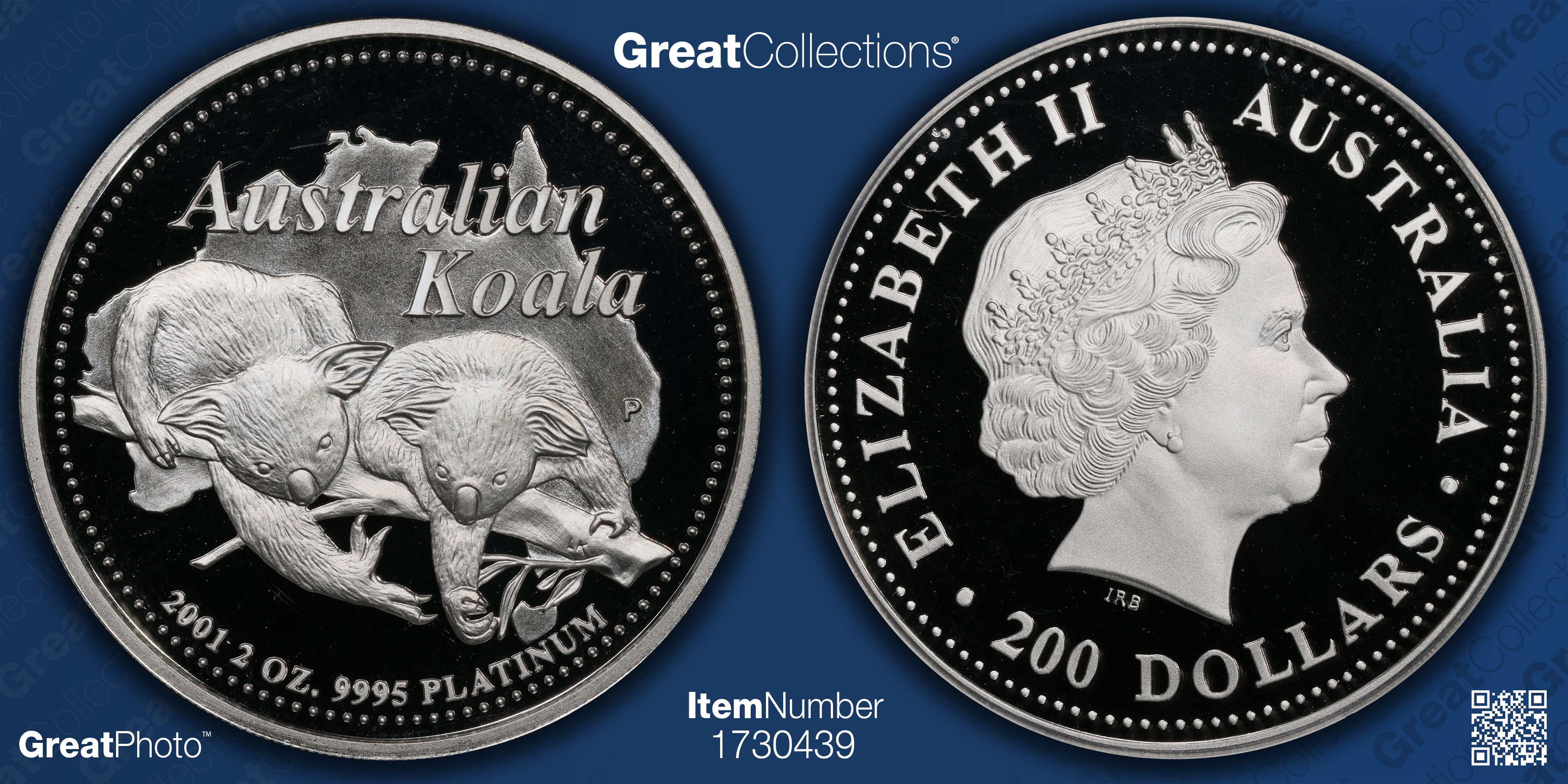 Australia 2001-P Platinum $200 Koala PCGS Proof-70 DCAM (APtW = 1.999 ...